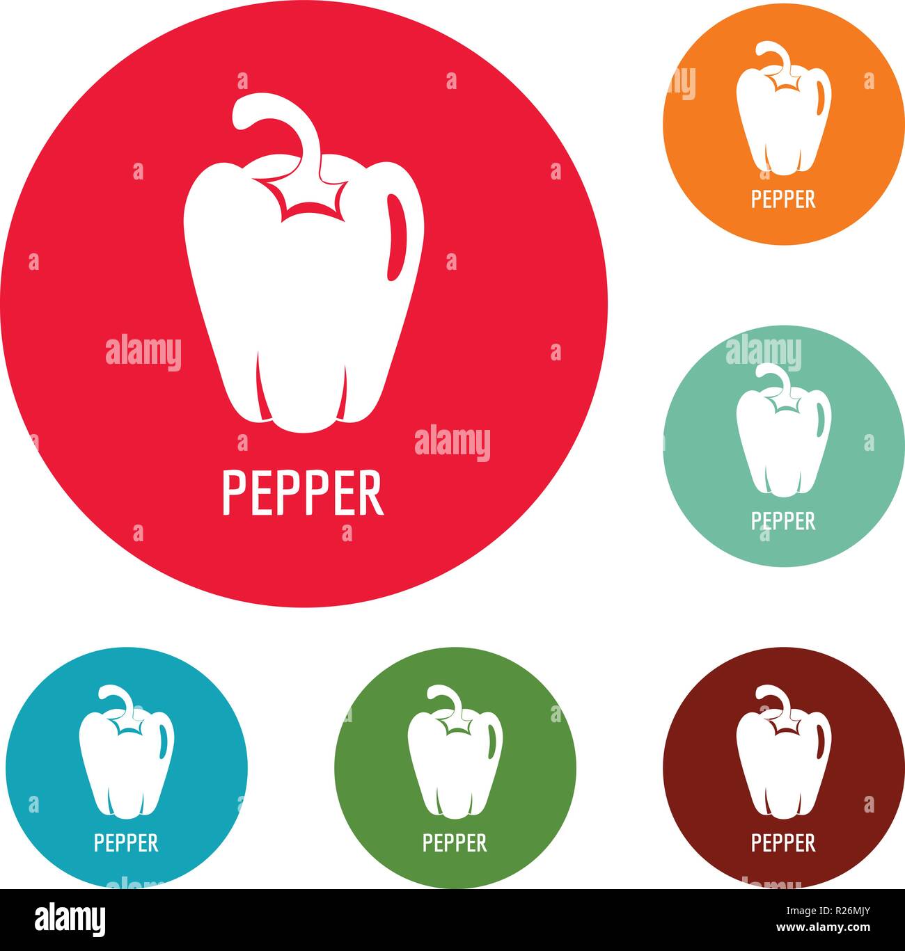 Pepper icons circle set vector isolated on white background Stock ...