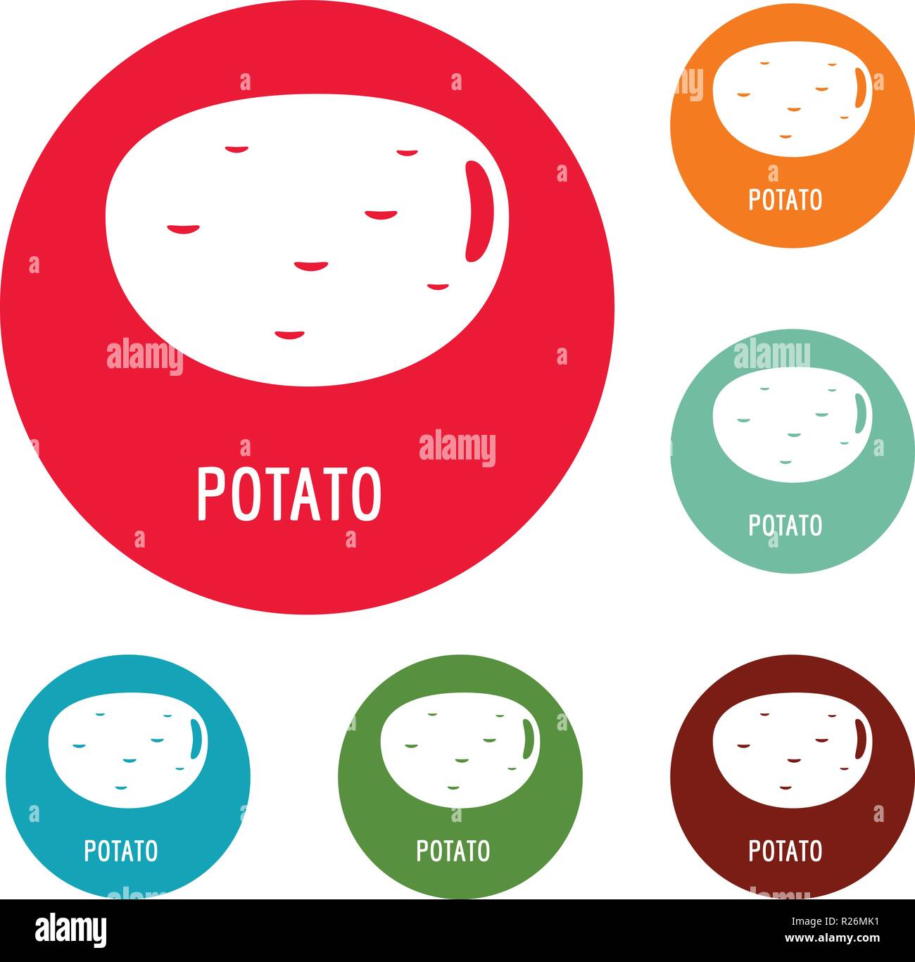 Potato icons circle set vector isolated on white background Stock ...