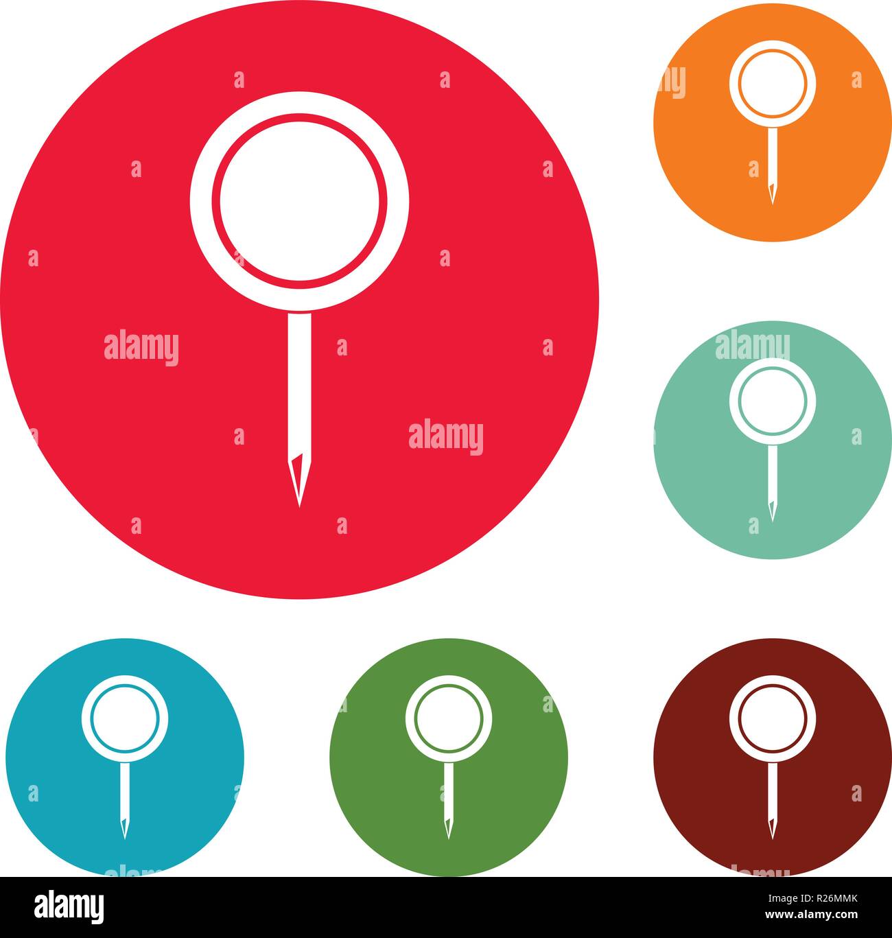 Round pin icons circle set vector isolated on white background Stock ...