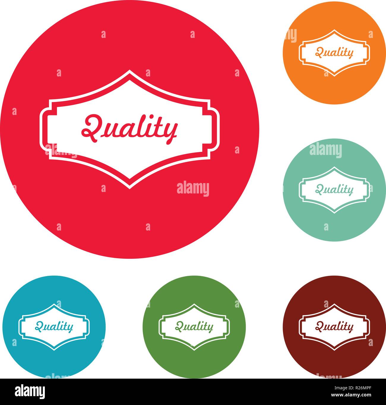 Quality label icons circle set vector isolated on white background ...