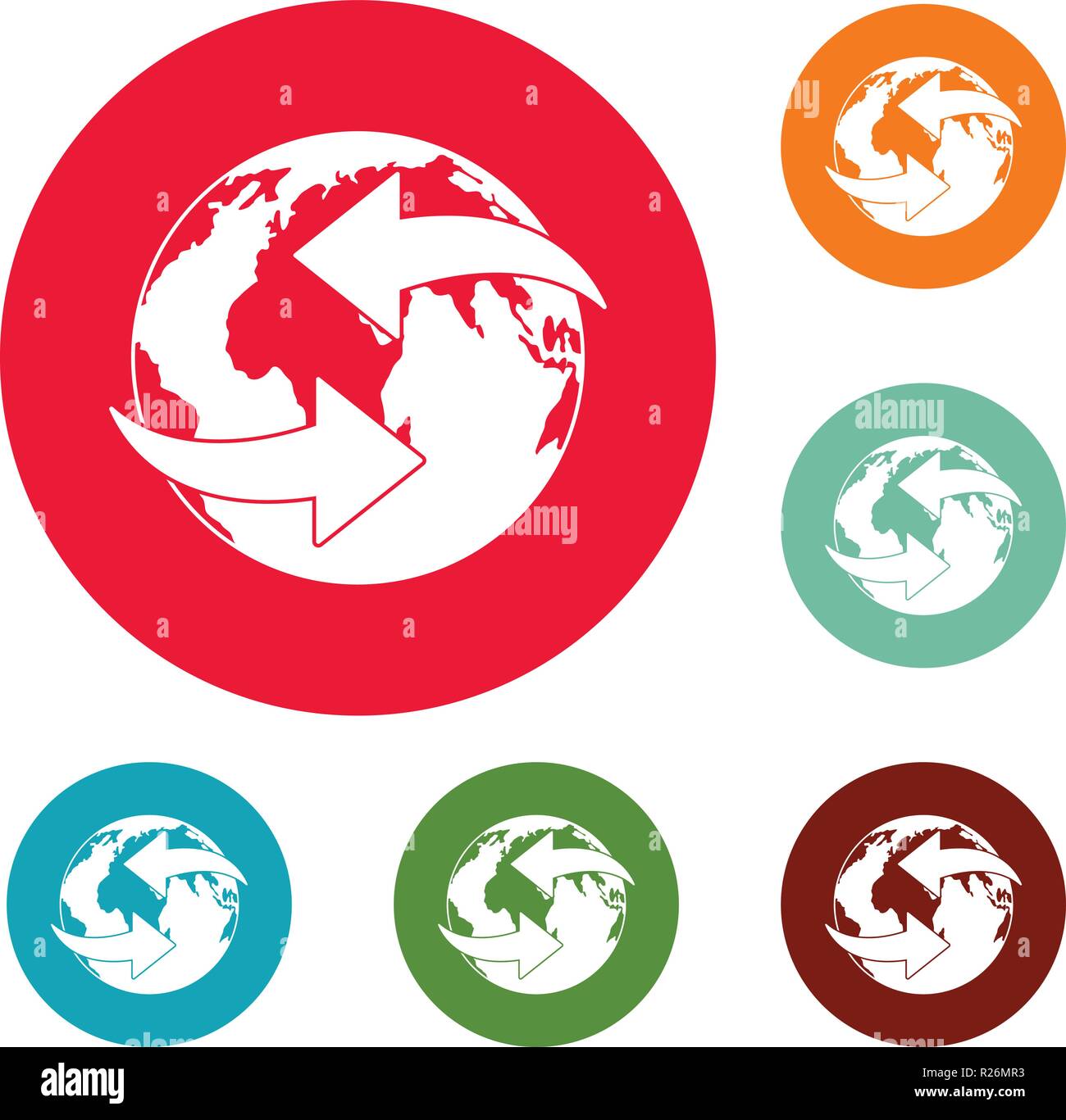 Moving earth icons circle set vector isolated on white background Stock ...