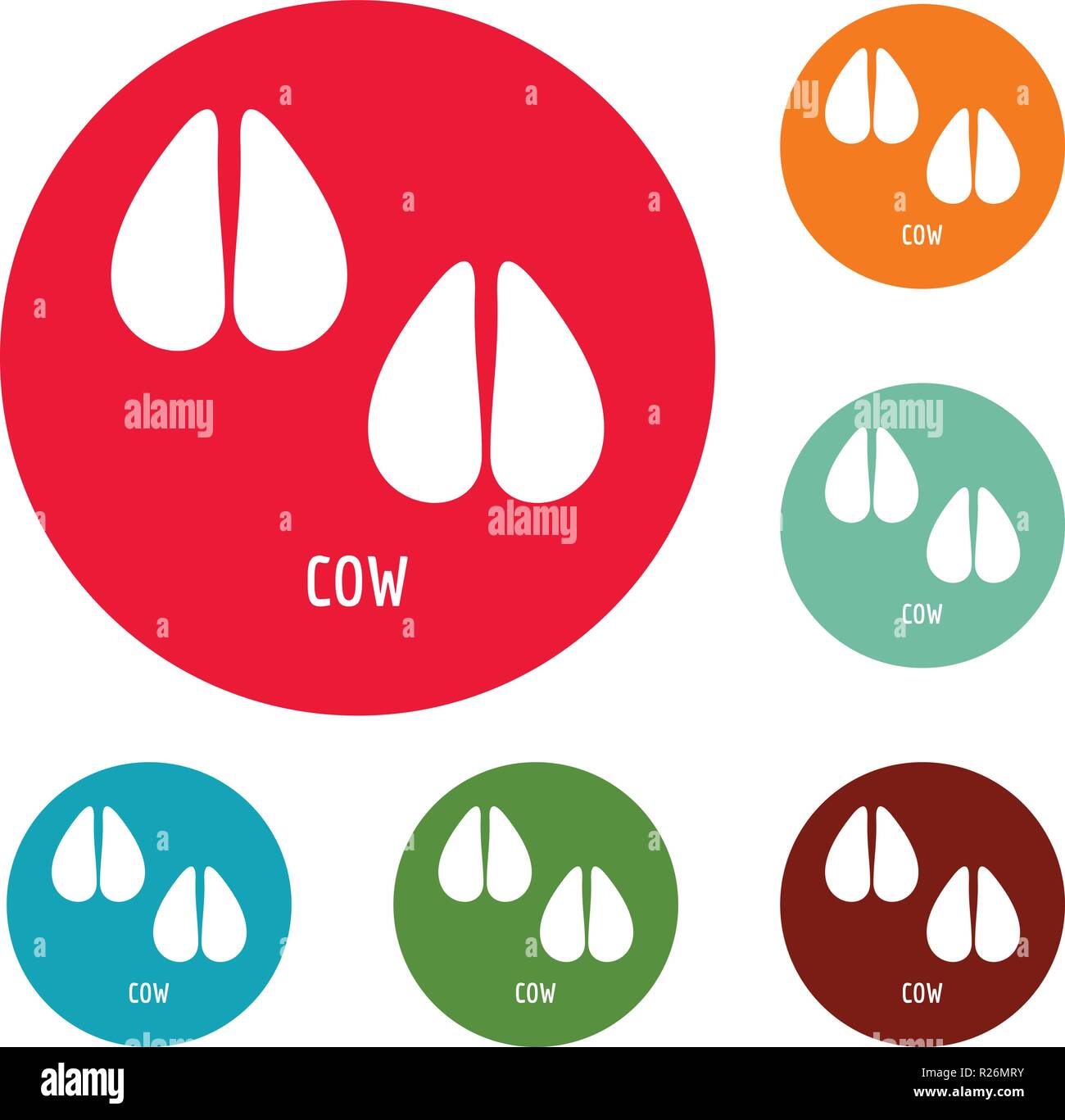 Cow step icons circle set vector isolated on white background Stock ...