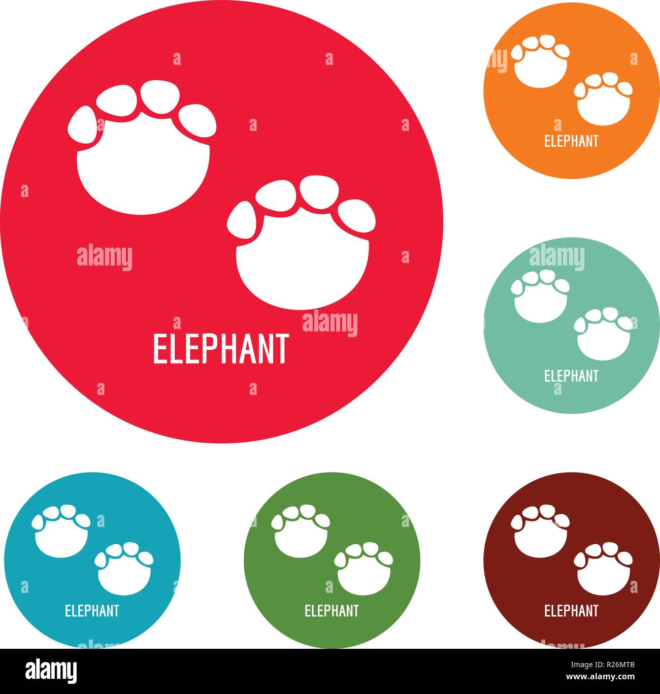 Elephant step icons circle set vector isolated on white background ...
