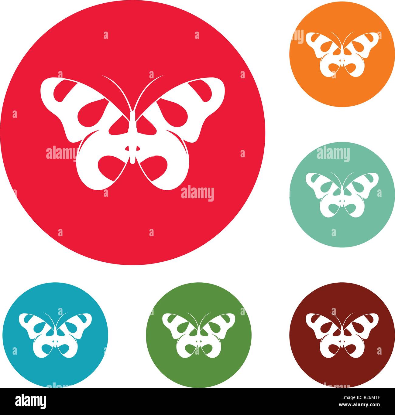 Flying butterfly icons circle set vector isolated on white background ...