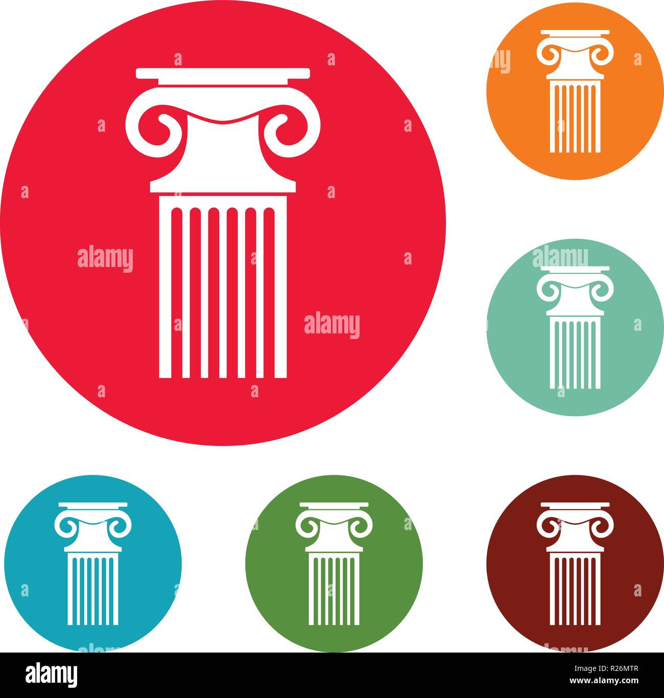 Decorative column icons circle set vector isolated on white background ...