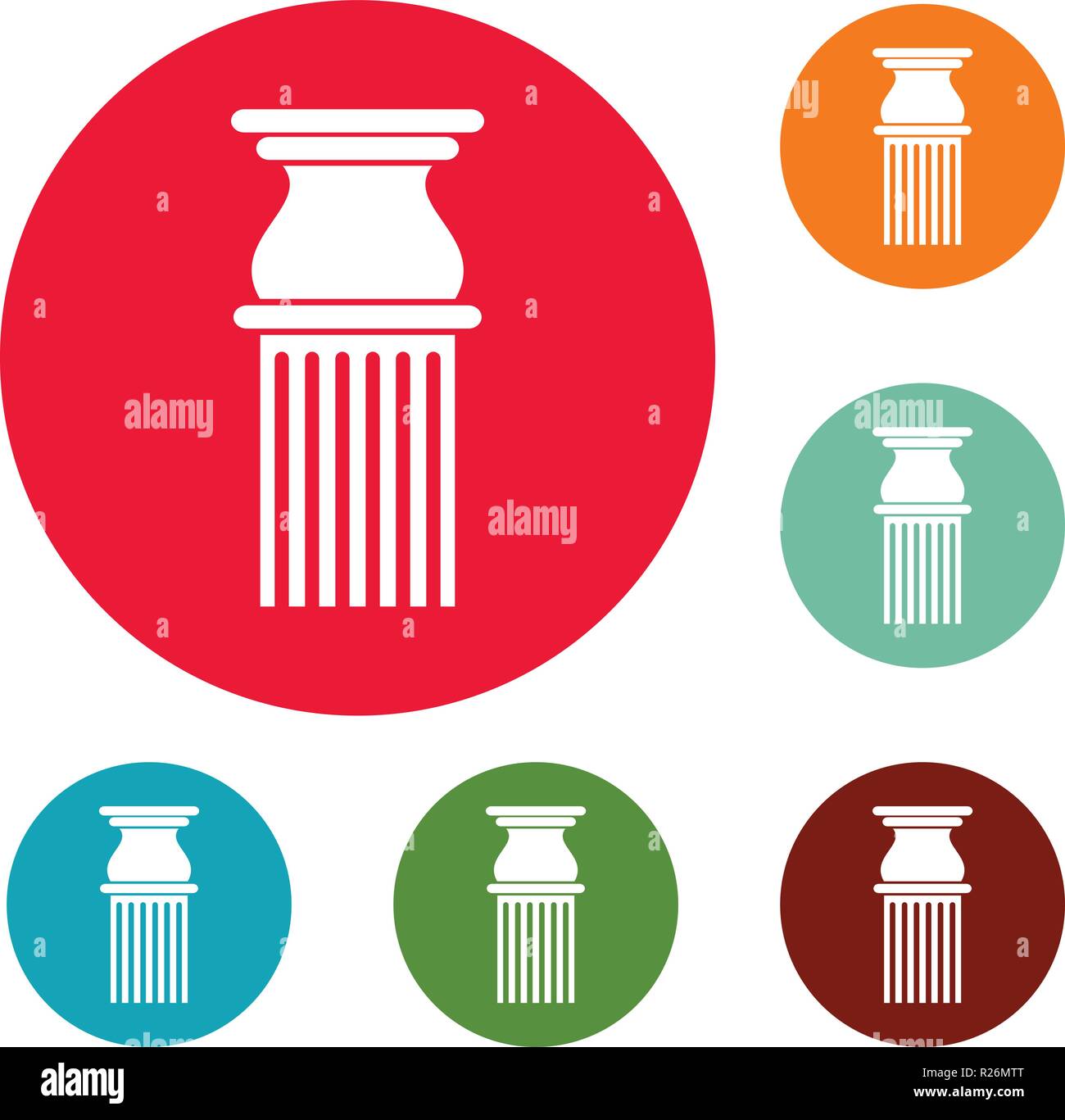 Classical column icons circle set vector isolated on white background ...