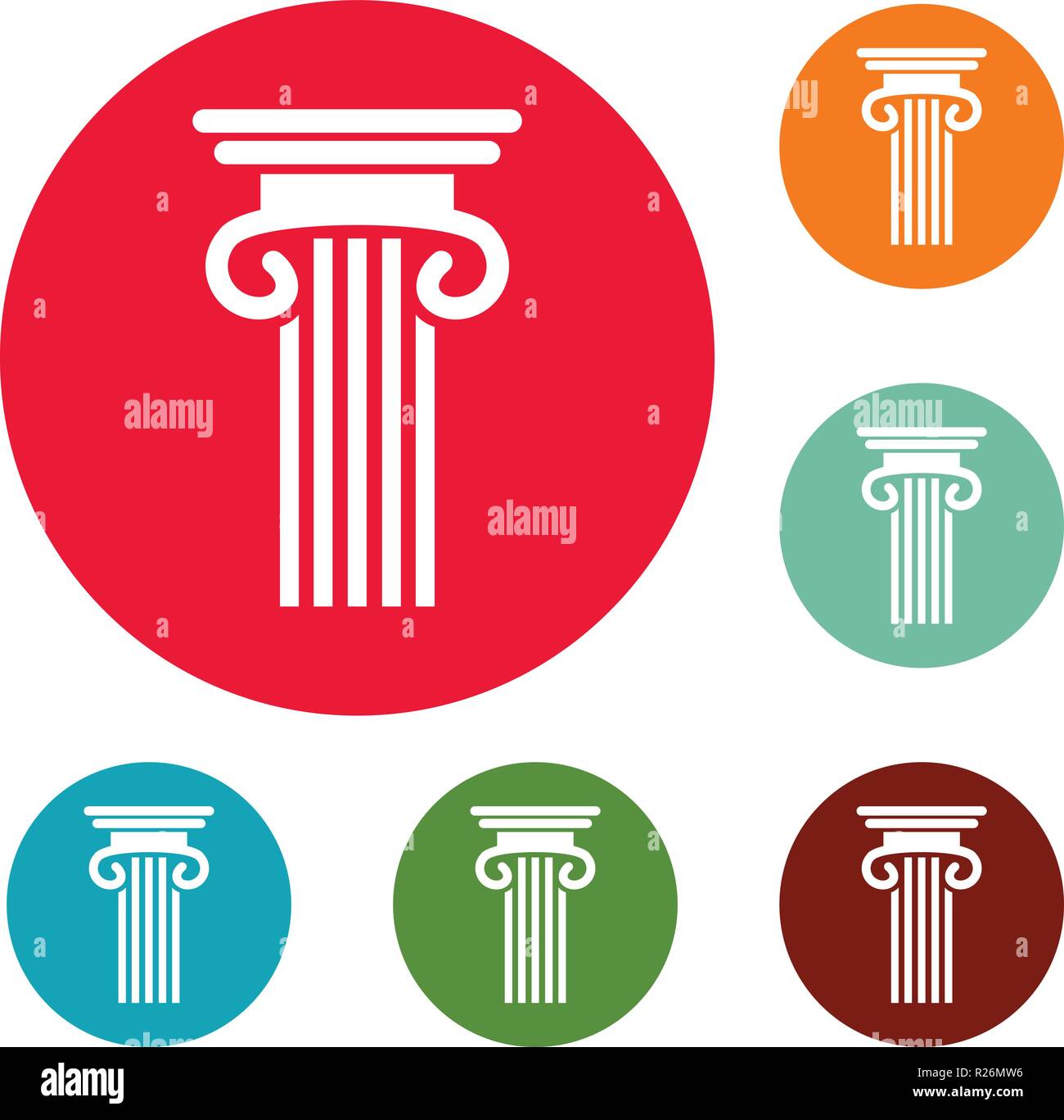 Double columned column icons circle set vector isolated on white ...