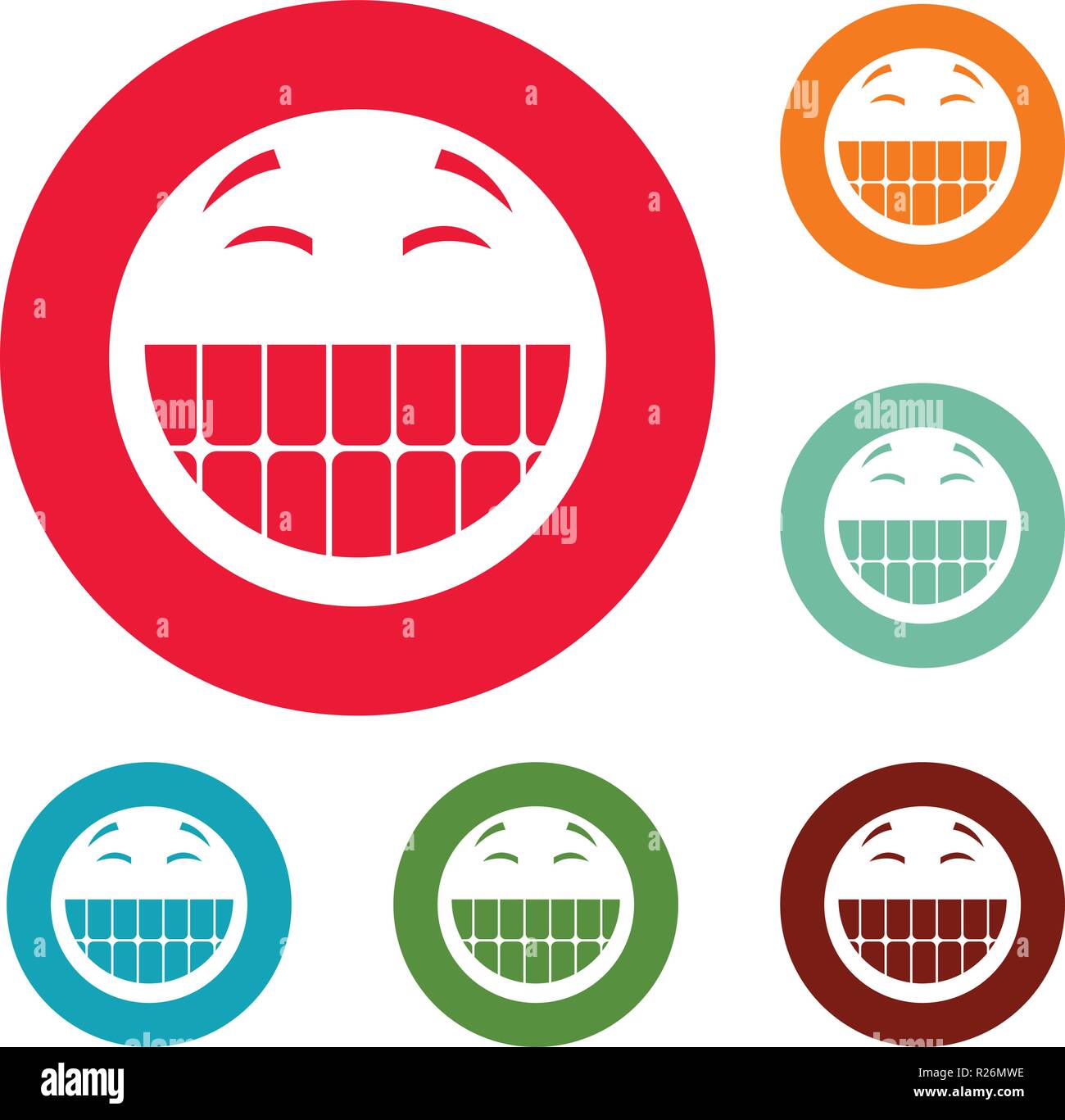 Smile icons circle set vector isolated on white background Stock Vector ...