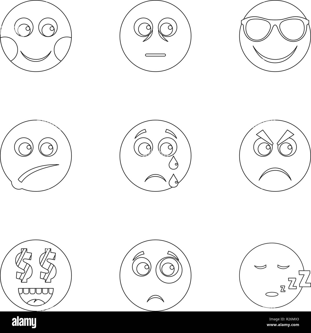 Kind icons set. Outline set of 9 kind vector icons for web isolated on ...