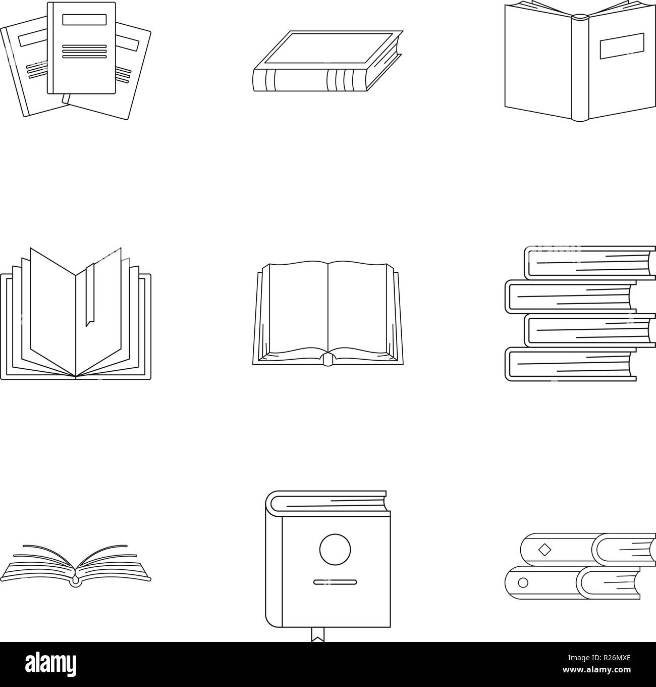 Tome icons set. Outline set of 9 tome vector icons for web isolated on ...