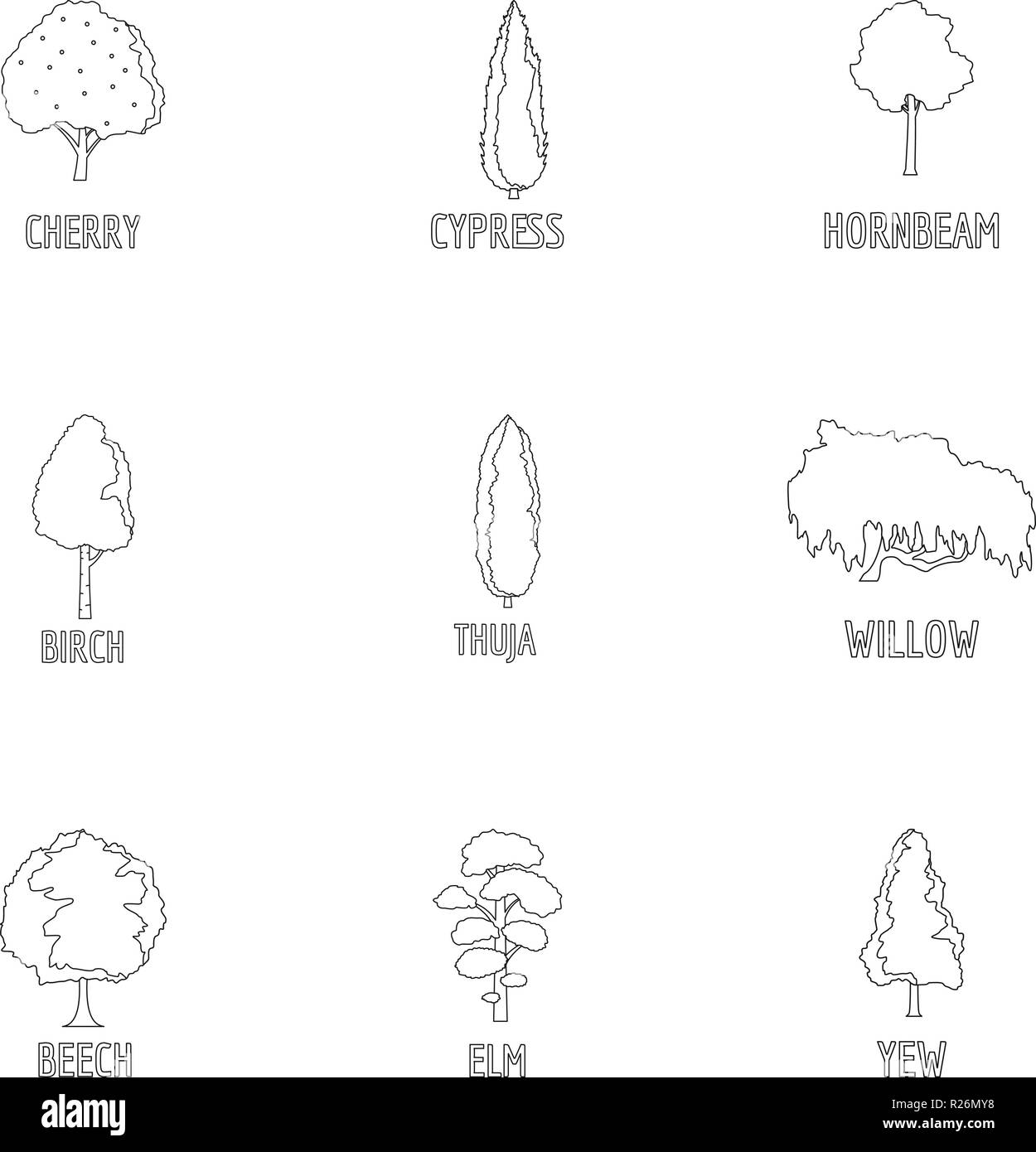 Inventory icons set. Outline set of 9 inventory vector icons for web ...
