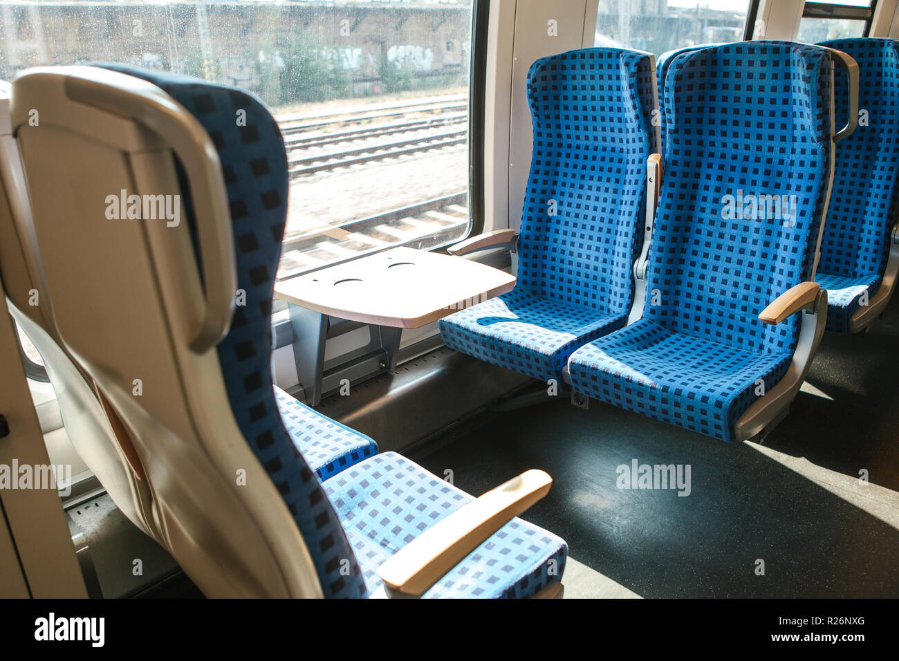 The interior of the train in Germany to move people for long and short ...