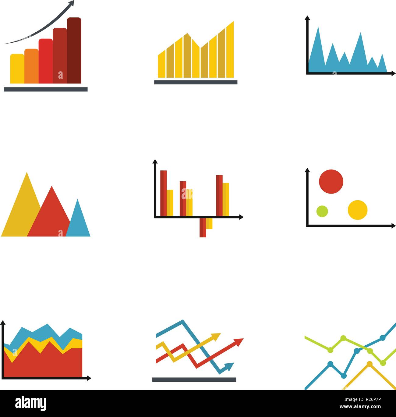 Diagram icons set. flat set of 9 diagram vector icons for web isolated ...