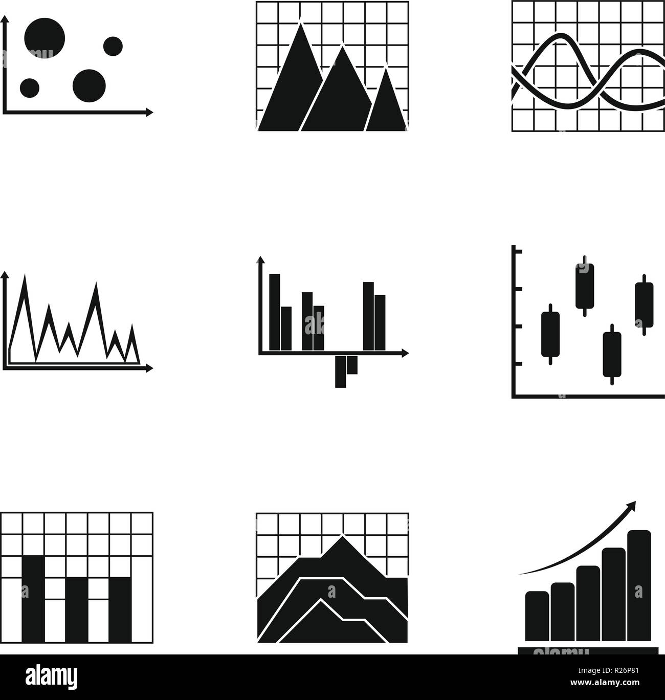 Graph icons set. Simple set of 9 graph vector icons for web isolated on ...