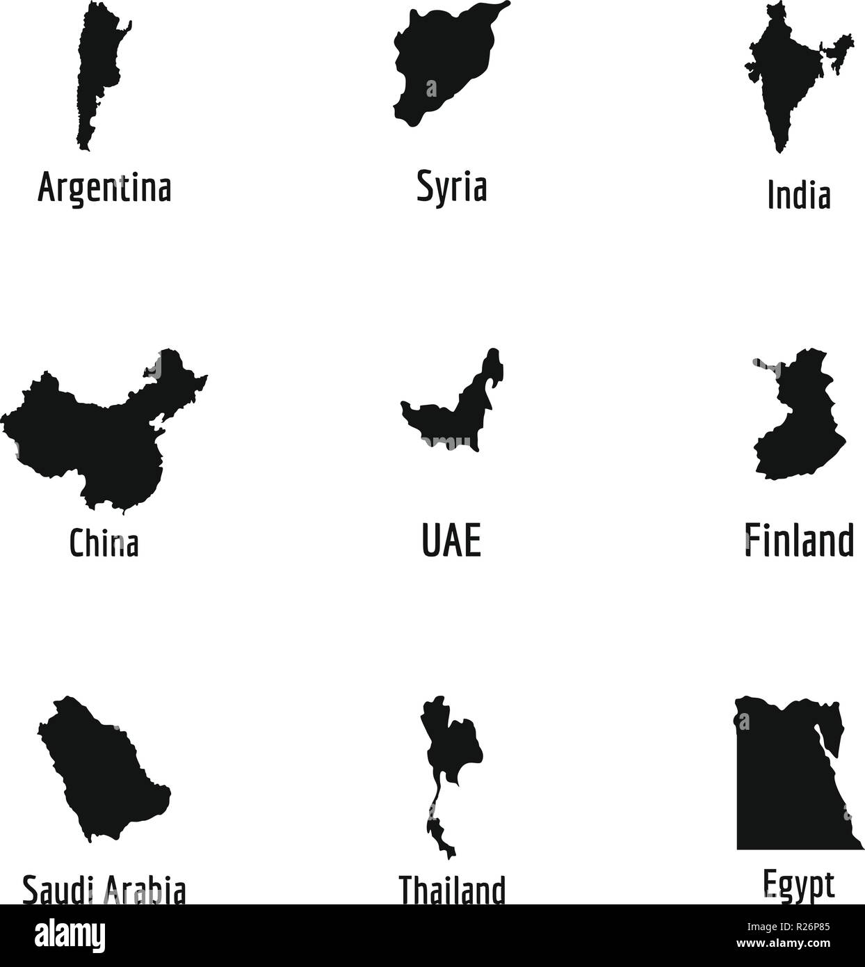 Recipient country icons set. Simple set of 9 recipient country vector ...