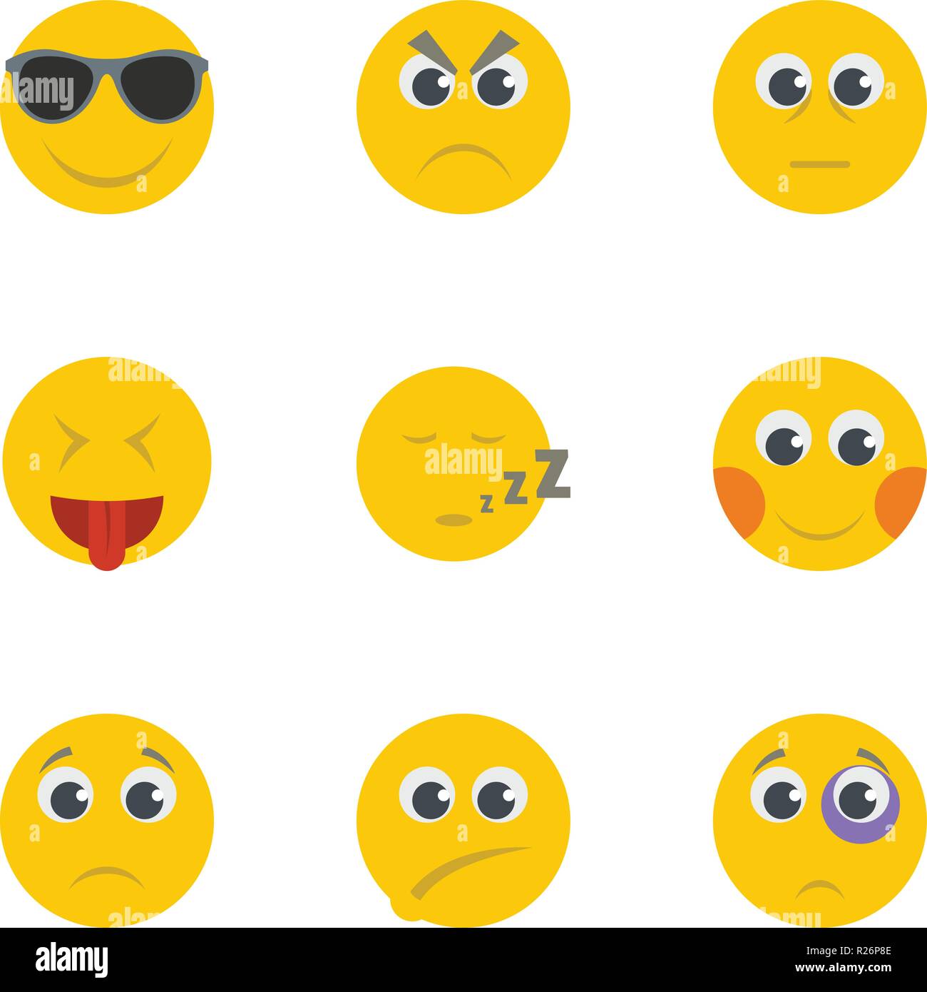 Smirk icons set. Cartoon set of 9 smirk vector icons for web isolated ...