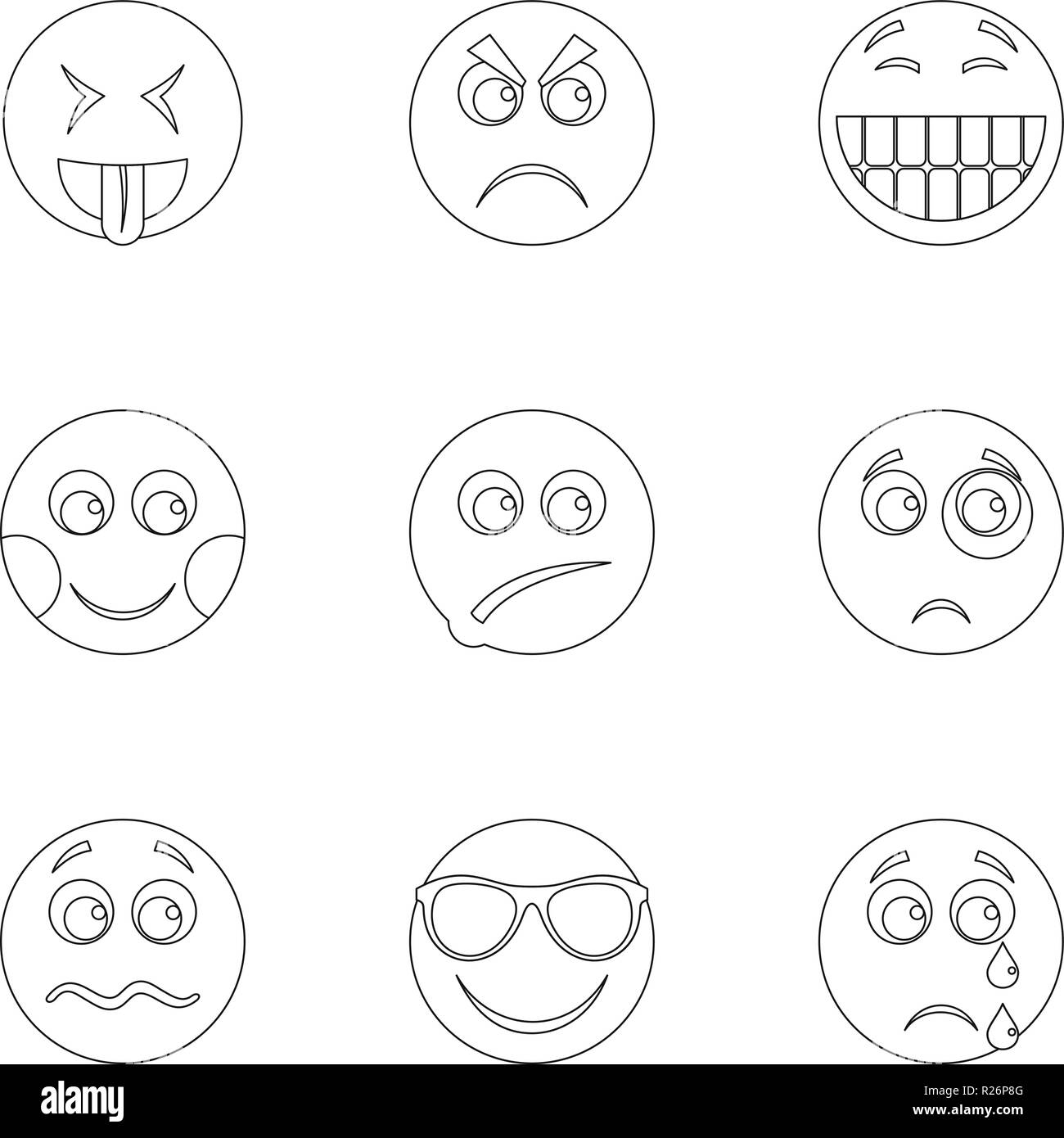 Front side icons set. Outline set of 9 front side vector icons for web ...