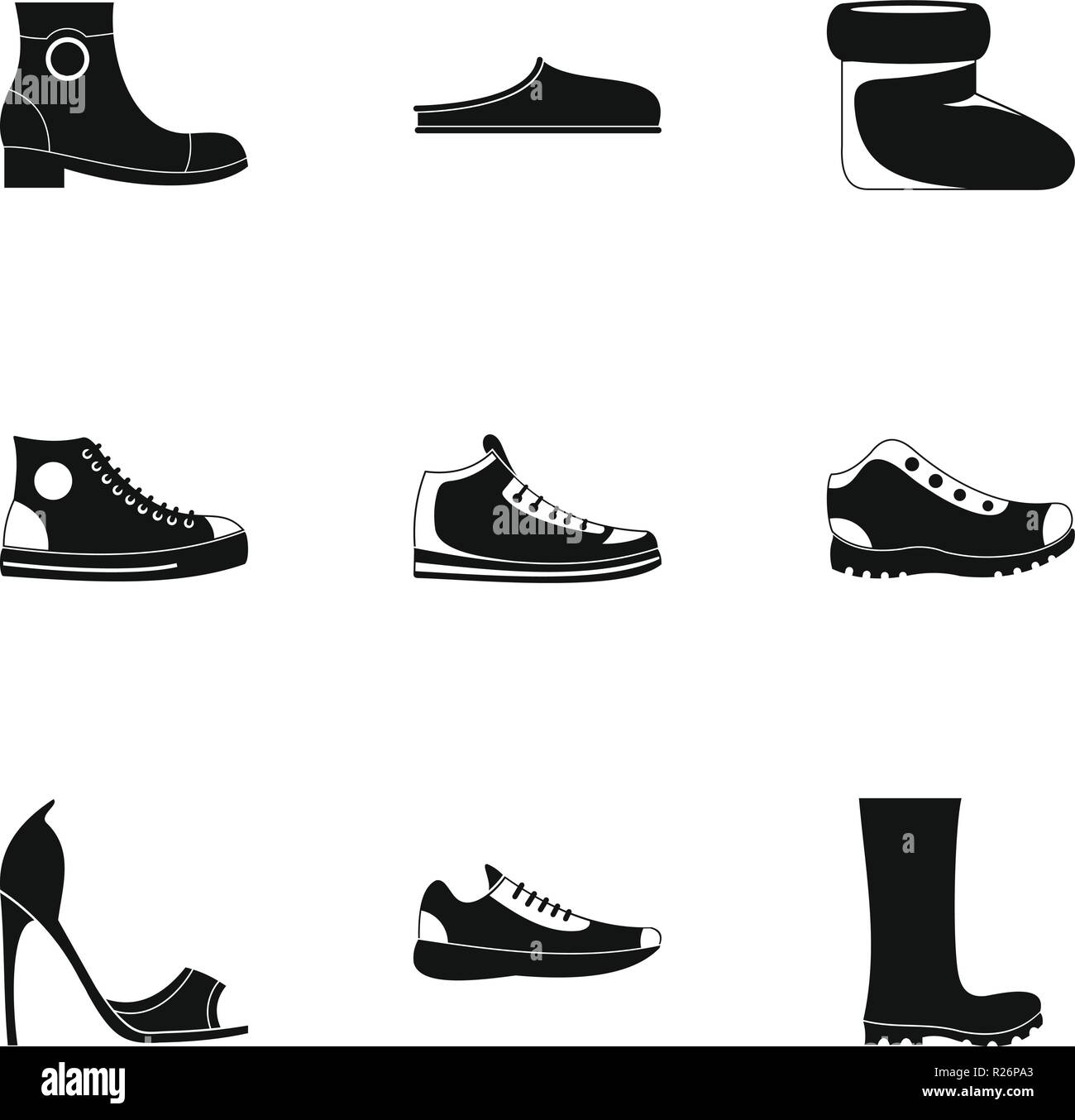 Sewing shoes icons set. Simple set of 9 sewing shoes vector icons for ...