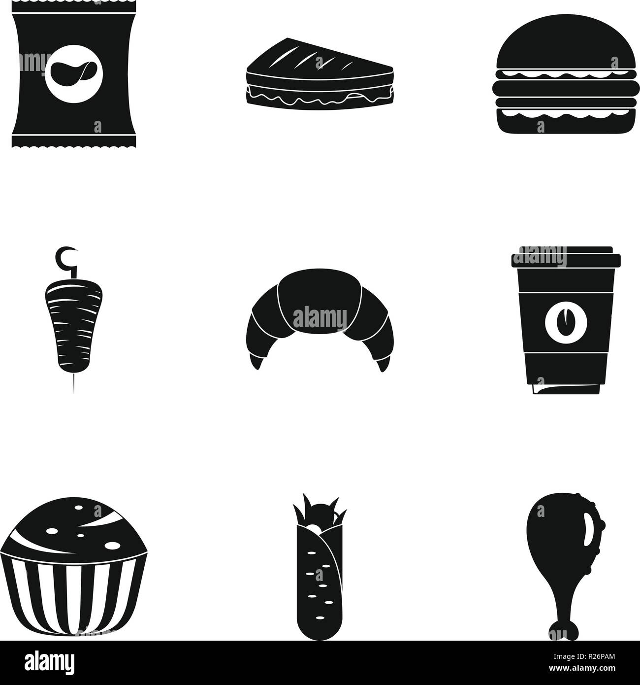 Gormandize icons set. Simple set of 9 gormandize vector icons for web ...