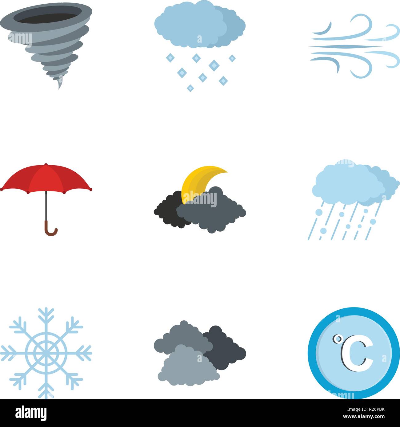 Meteorological office icons set. flat set of 9 meteorological office ...