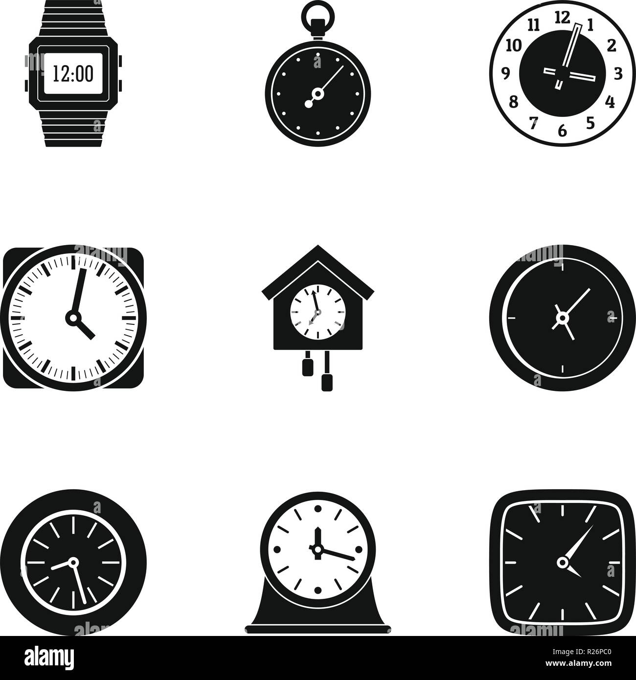 Warning light icons set. Simple set of 9 warning light vector icons for ...