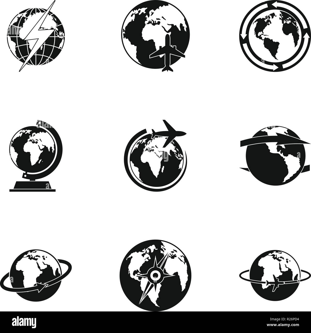 World icons set. Simple set of 9 world vector icons for web isolated on ...