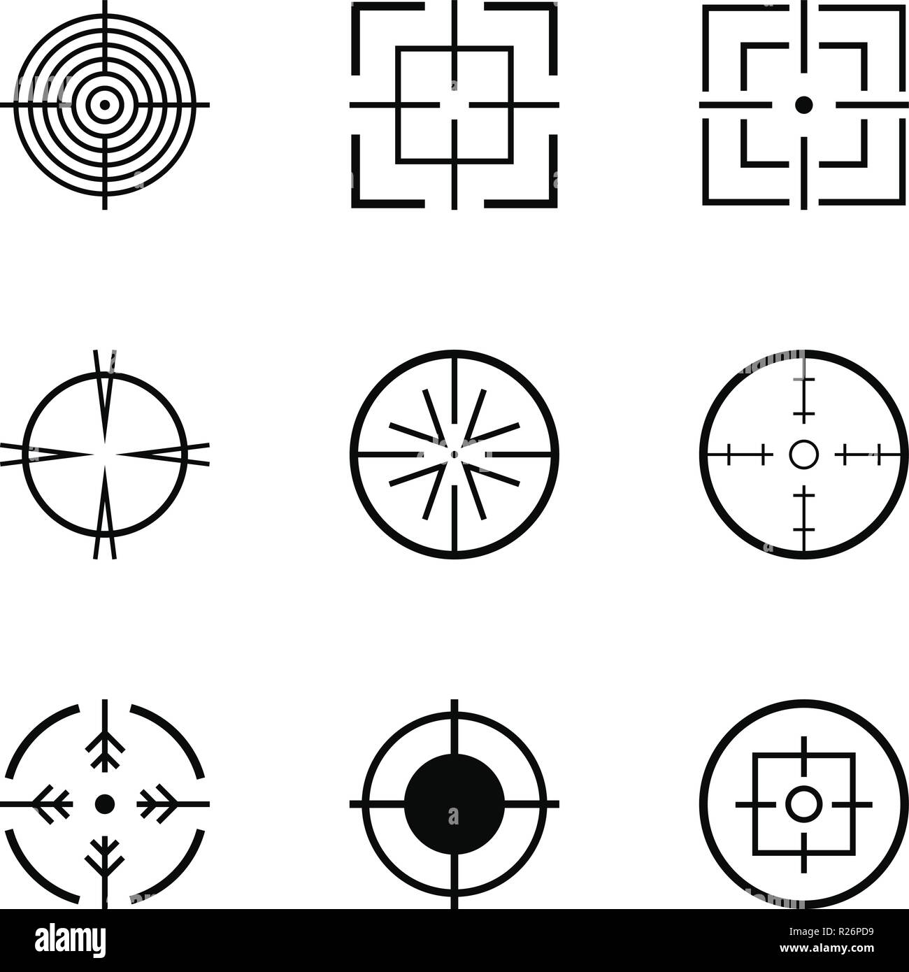 Sight icons set. Simple set of 9 sight vector icons for web isolated on ...