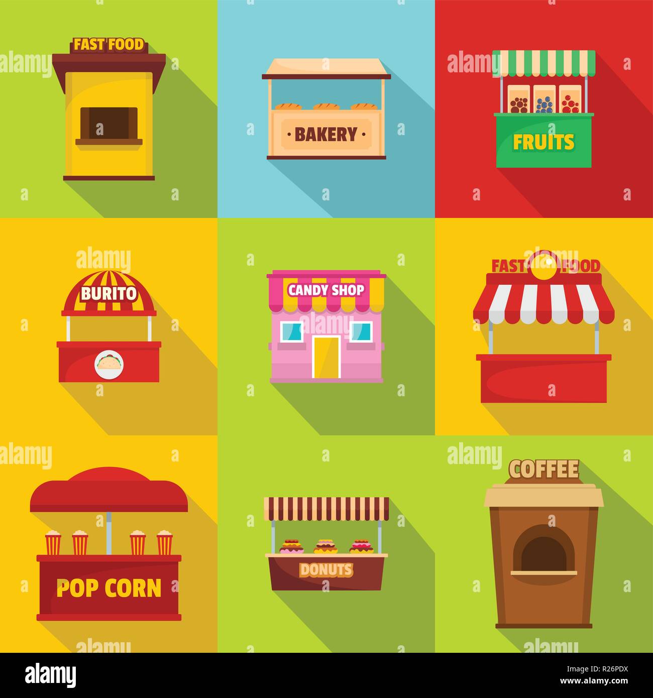 Sideboard icons set. flat set of 9 sideboard vector icons for web ...