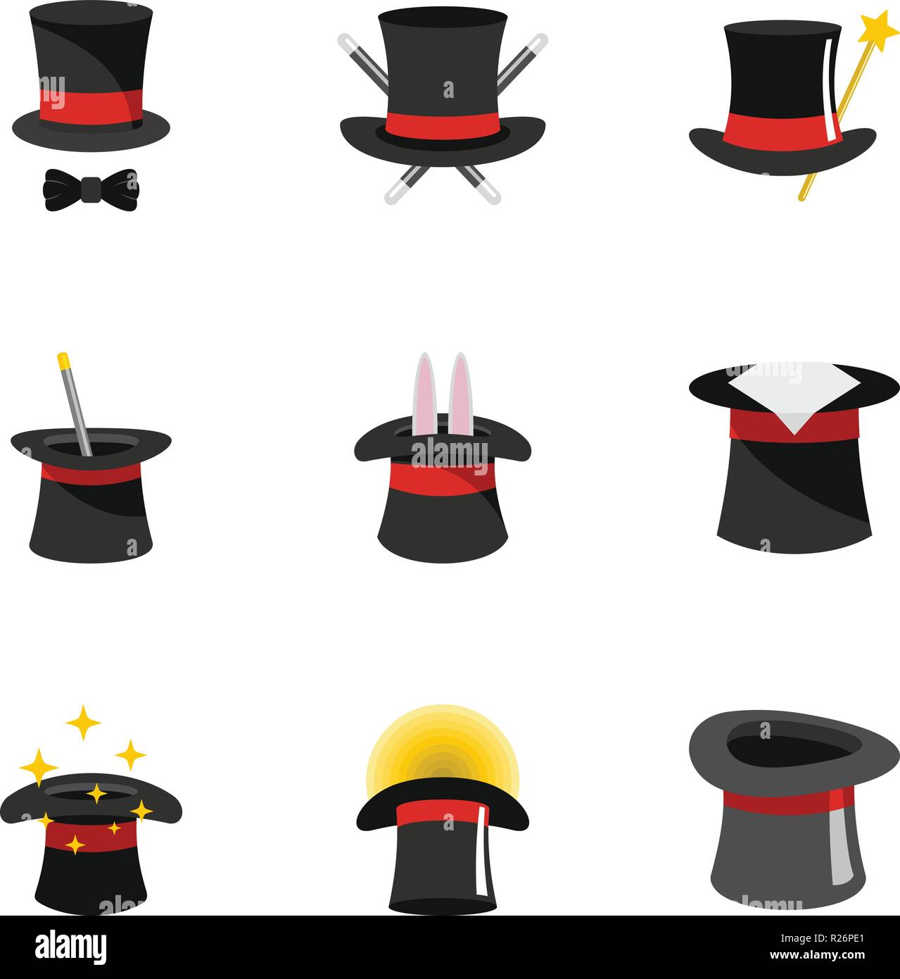 Wizard icons set. flat set of 9 wizard vector icons for web isolated on ...