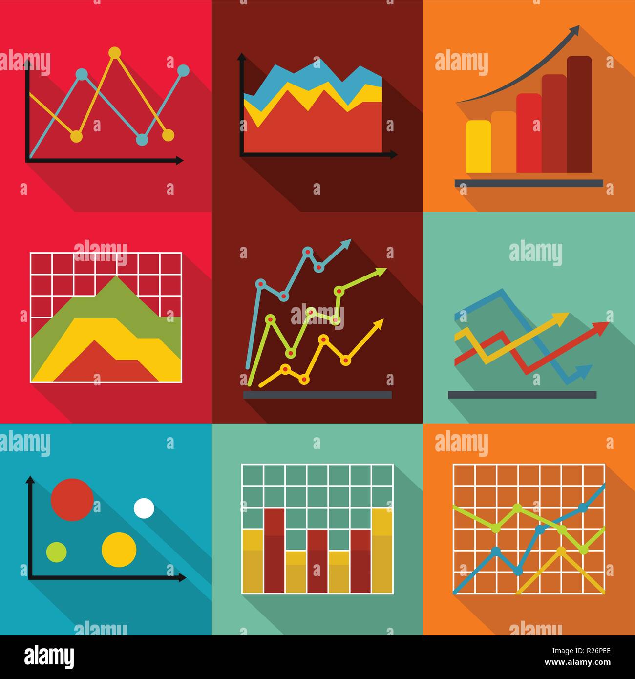 Economic study icons set. flat set of 9 economic study vector icons for ...