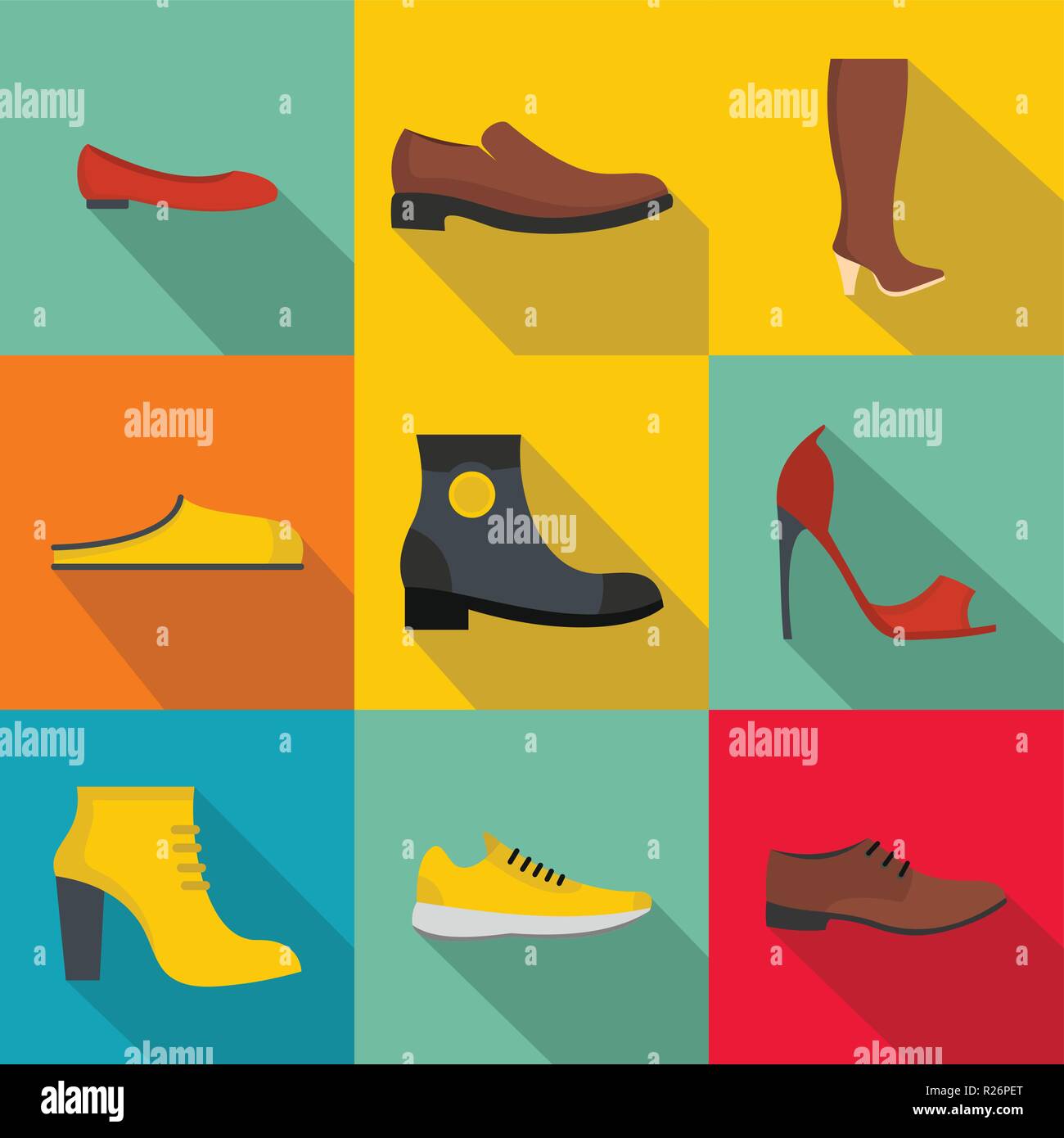 Clog icons set. flat set of 9 clog vector icons for web isolated on ...