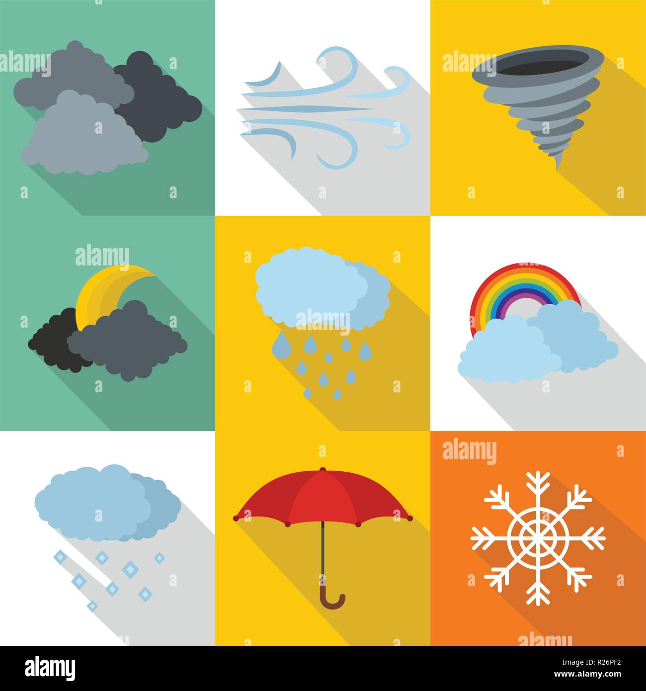 Atmospheric icons set. flat set of 9 atmospheric vector icons for web ...