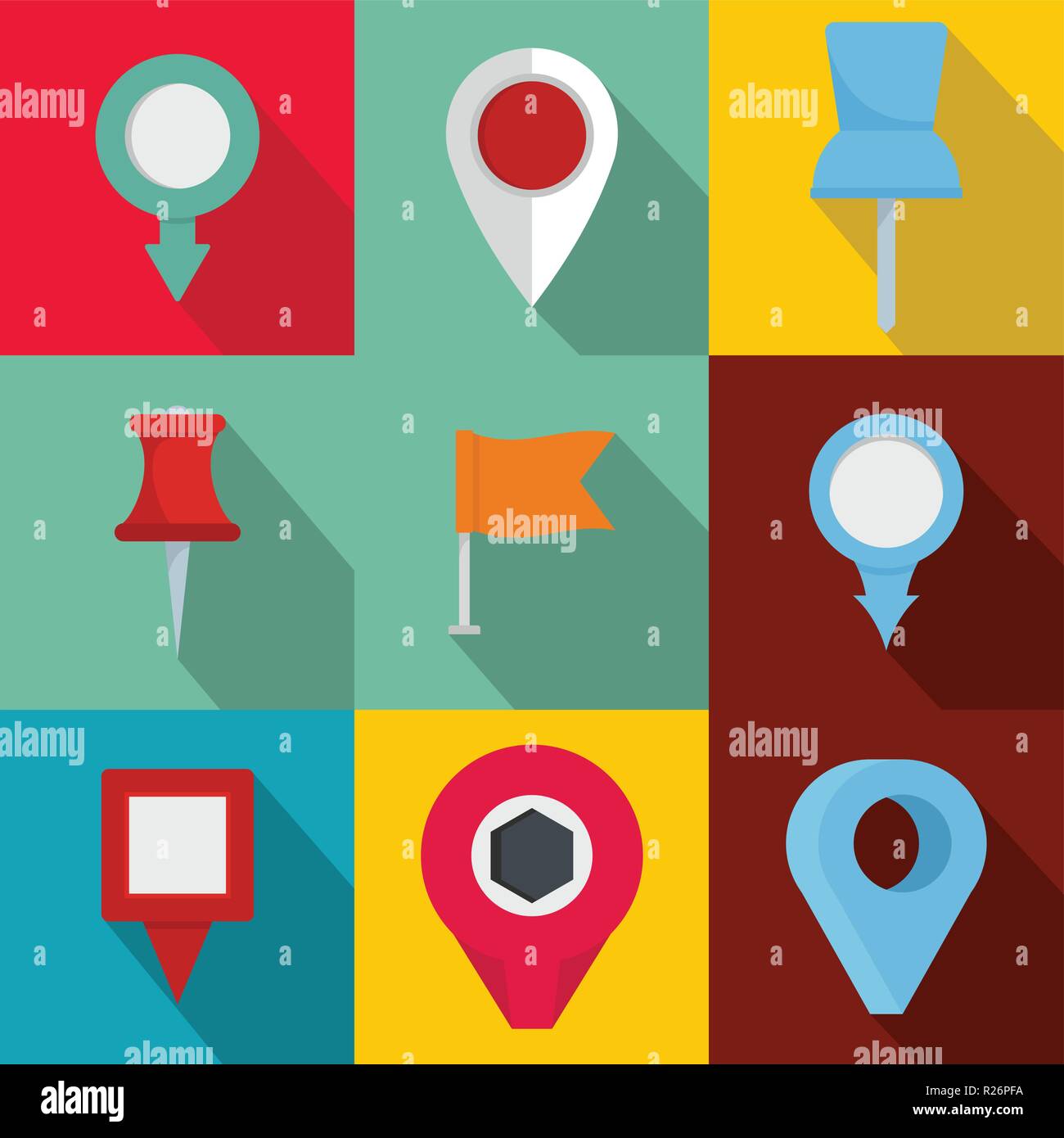 Break point icons set. flat set of 9 break point vector icons for web ...