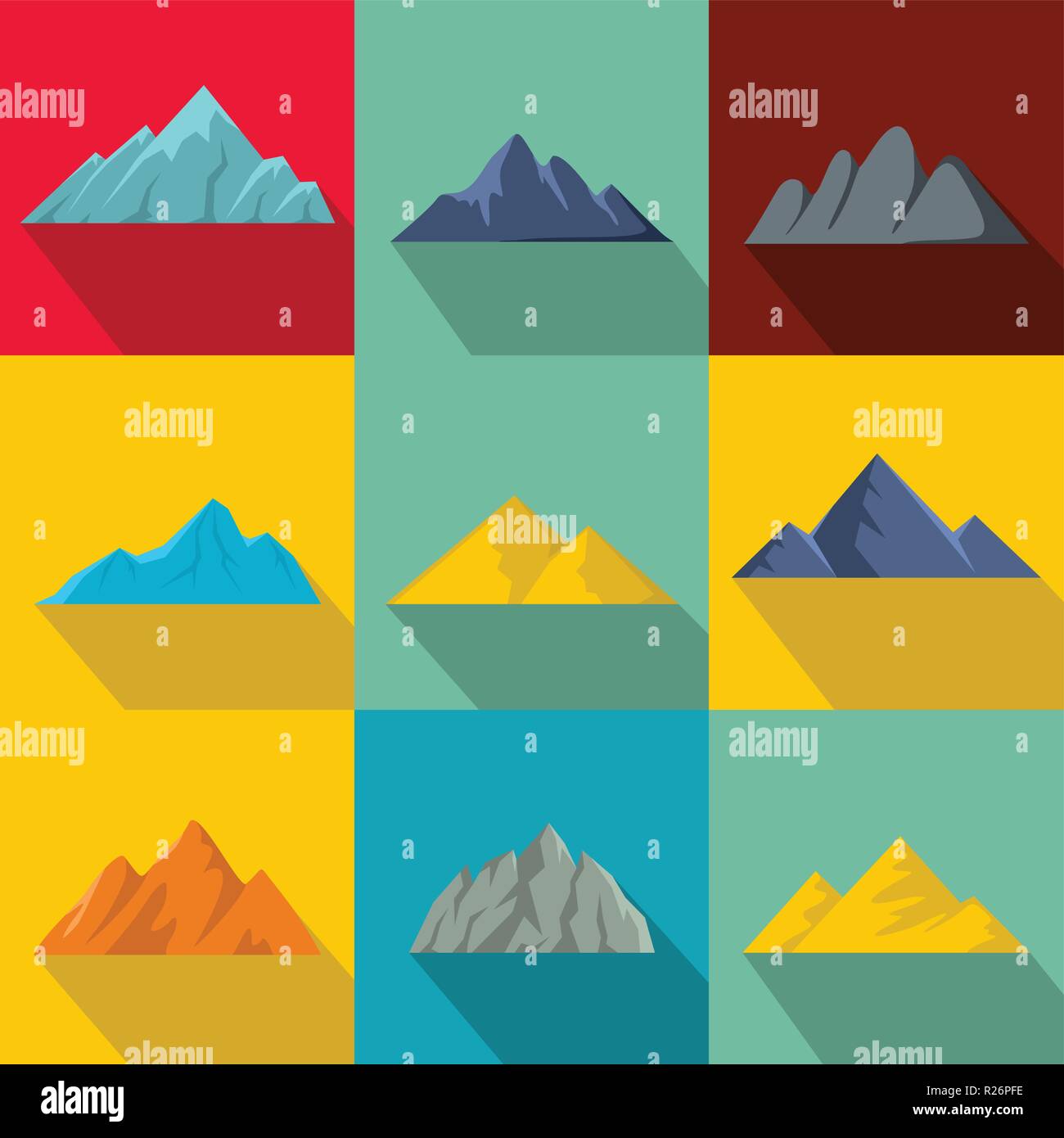 Height icons set. flat set of 9 height vector icons for web isolated on ...