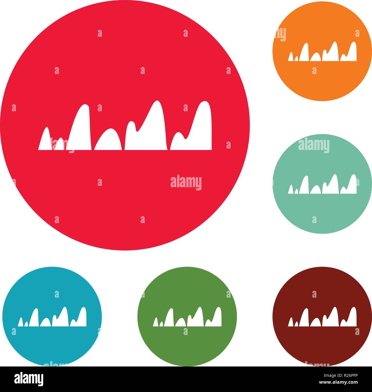 Equalizer tune radio icons circle set vector isolated on white ...