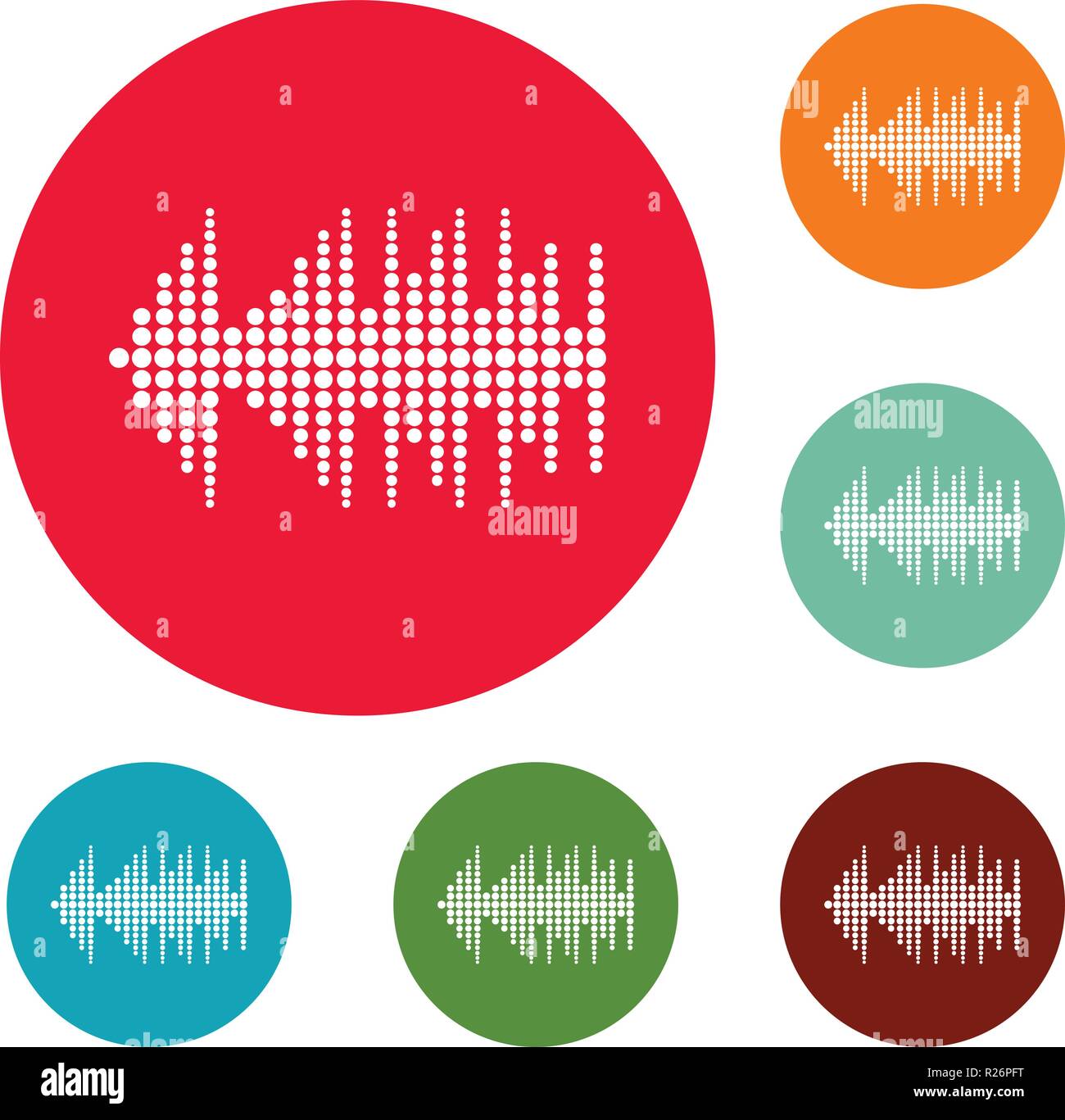 Equalizer effect radio icons circle set vector isolated on white ...