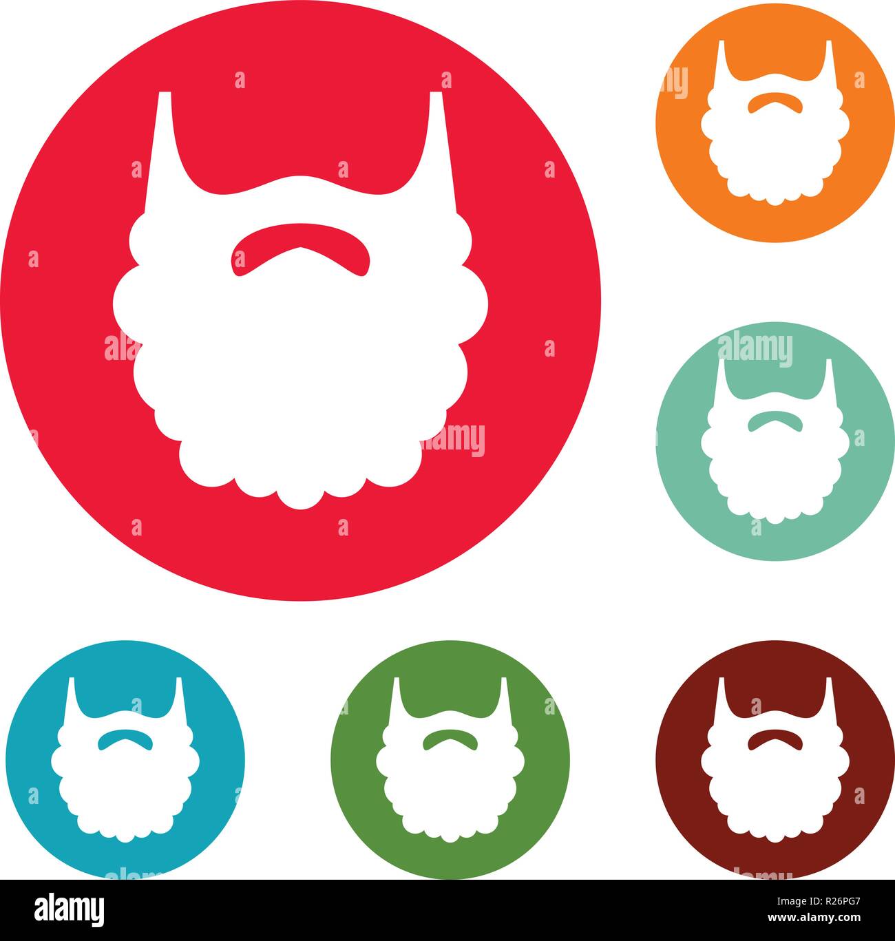 Fluffy beard icons circle set vector isolated on white background Stock ...