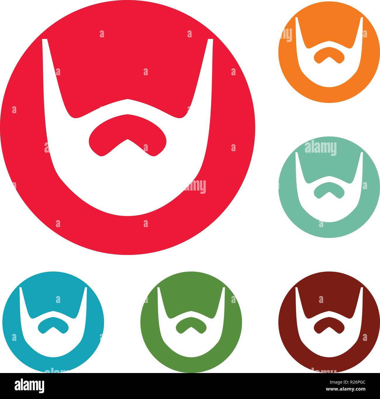 Neat beard icons circle set vector isolated on white background Stock ...