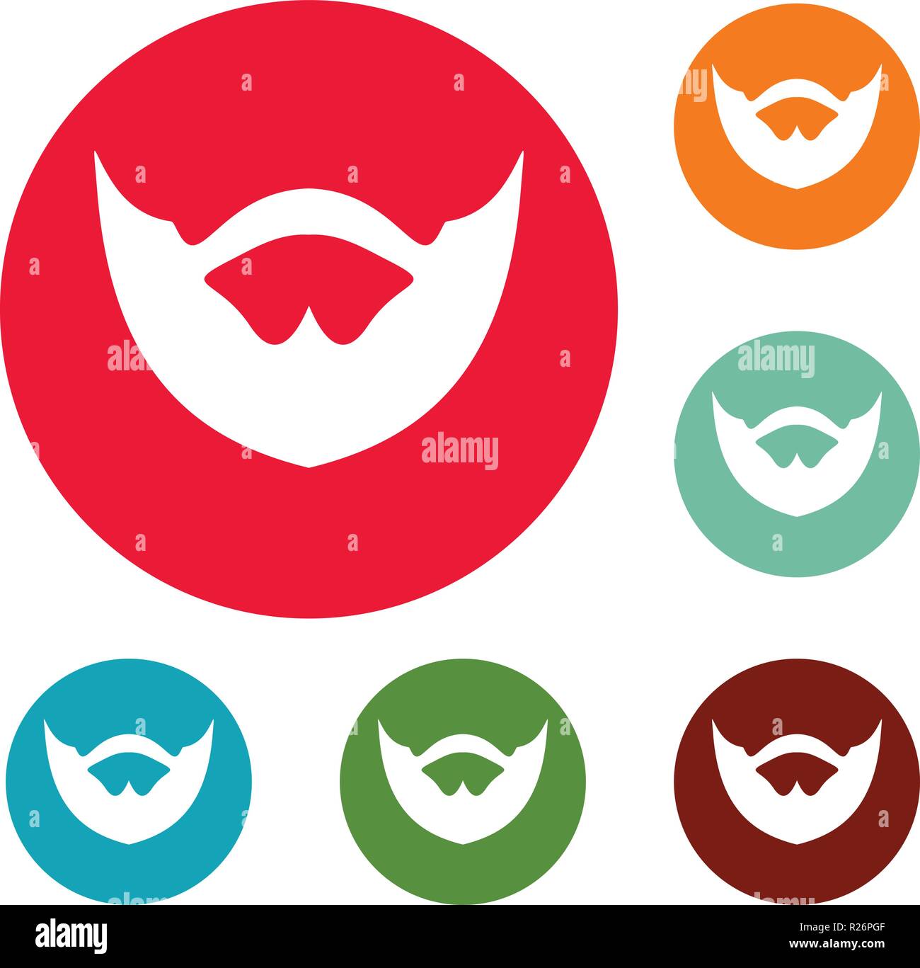 Clipped beard icons circle set vector isolated on white background ...
