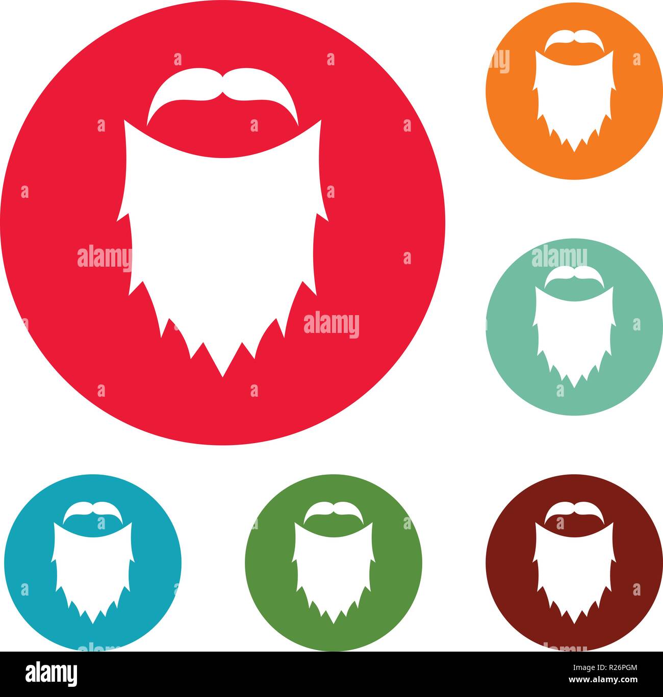 Mask beard icons circle set vector isolated on white background Stock ...