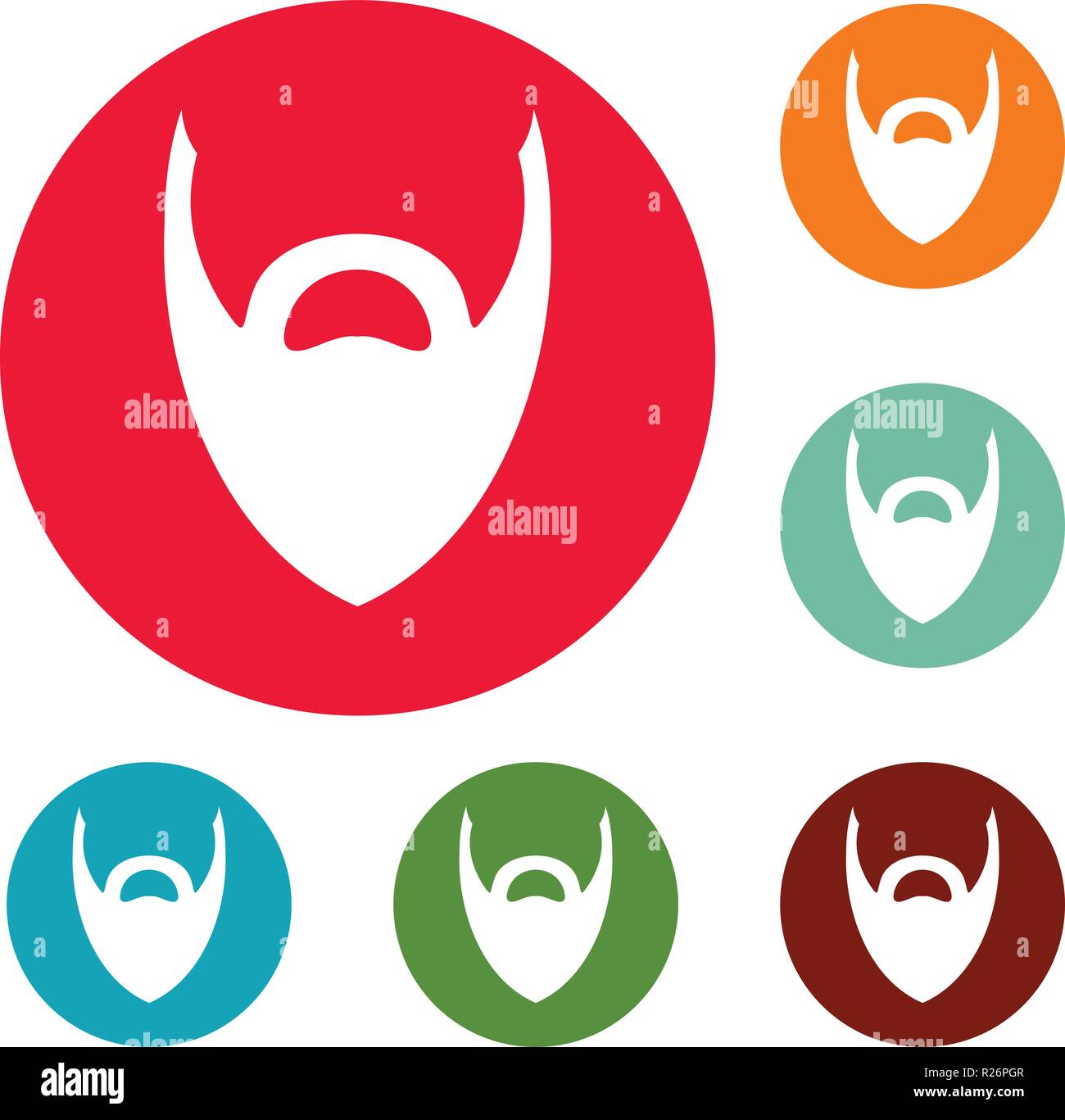 Heavy beard icons circle set vector isolated on white background Stock ...