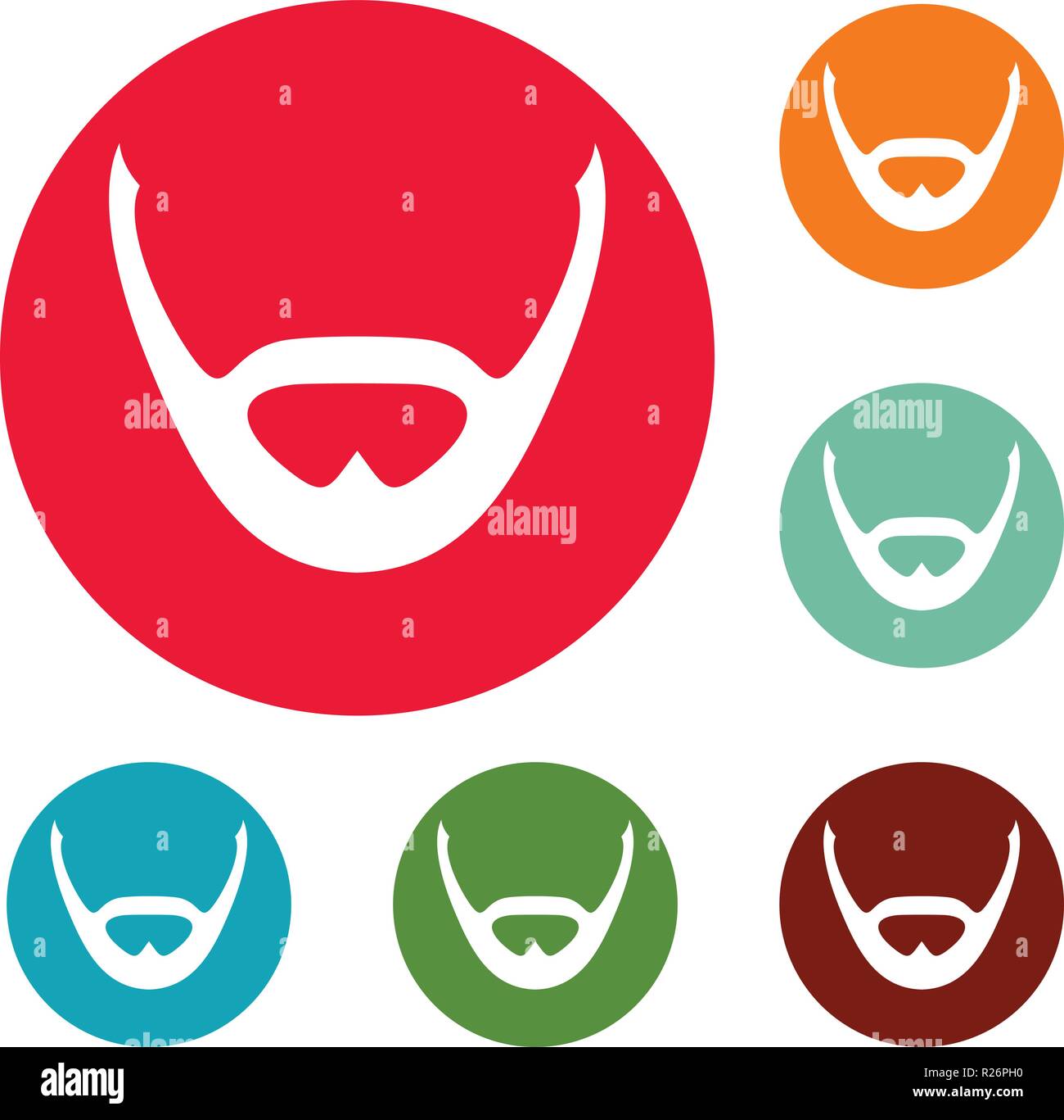 Beard and whiskers icons circle set vector isolated on white background ...