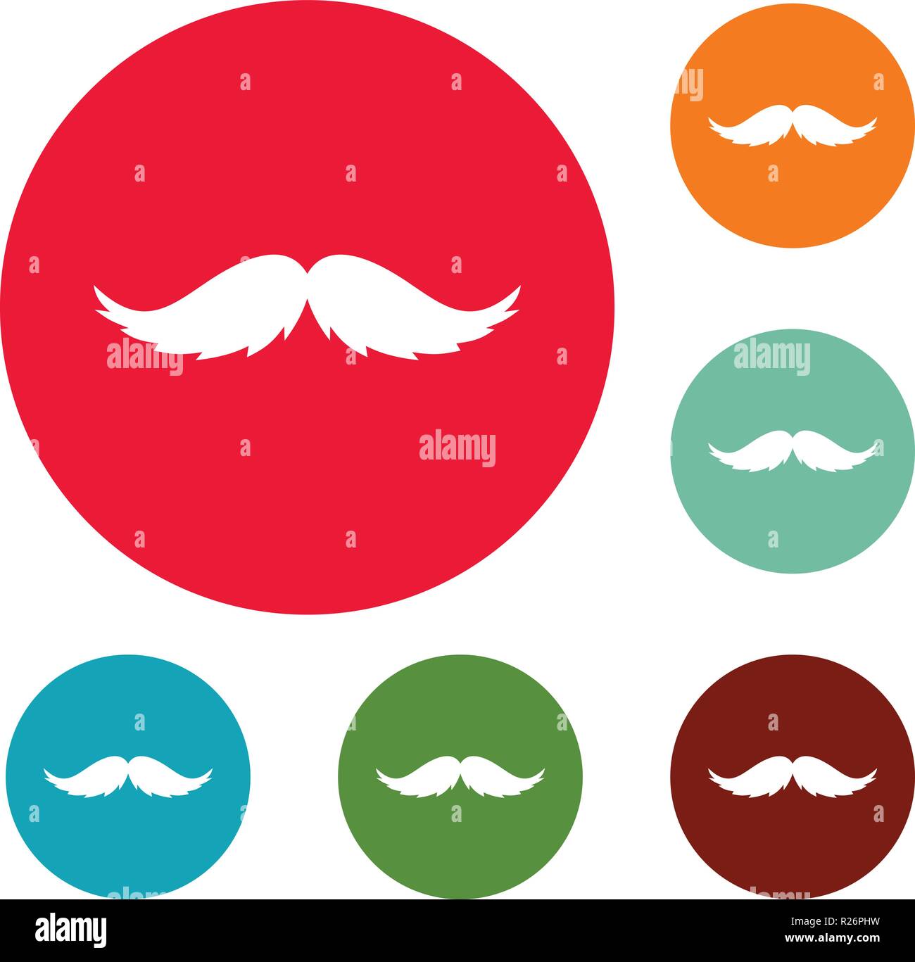 Man mustache icons circle set vector isolated on white background Stock ...
