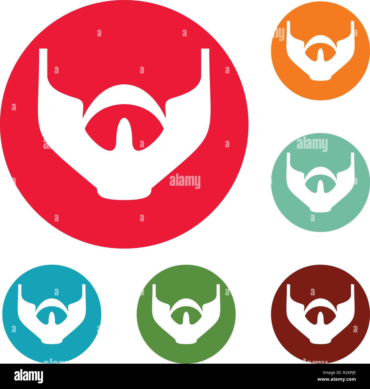 Much beard icons circle set vector isolated on white background Stock ...