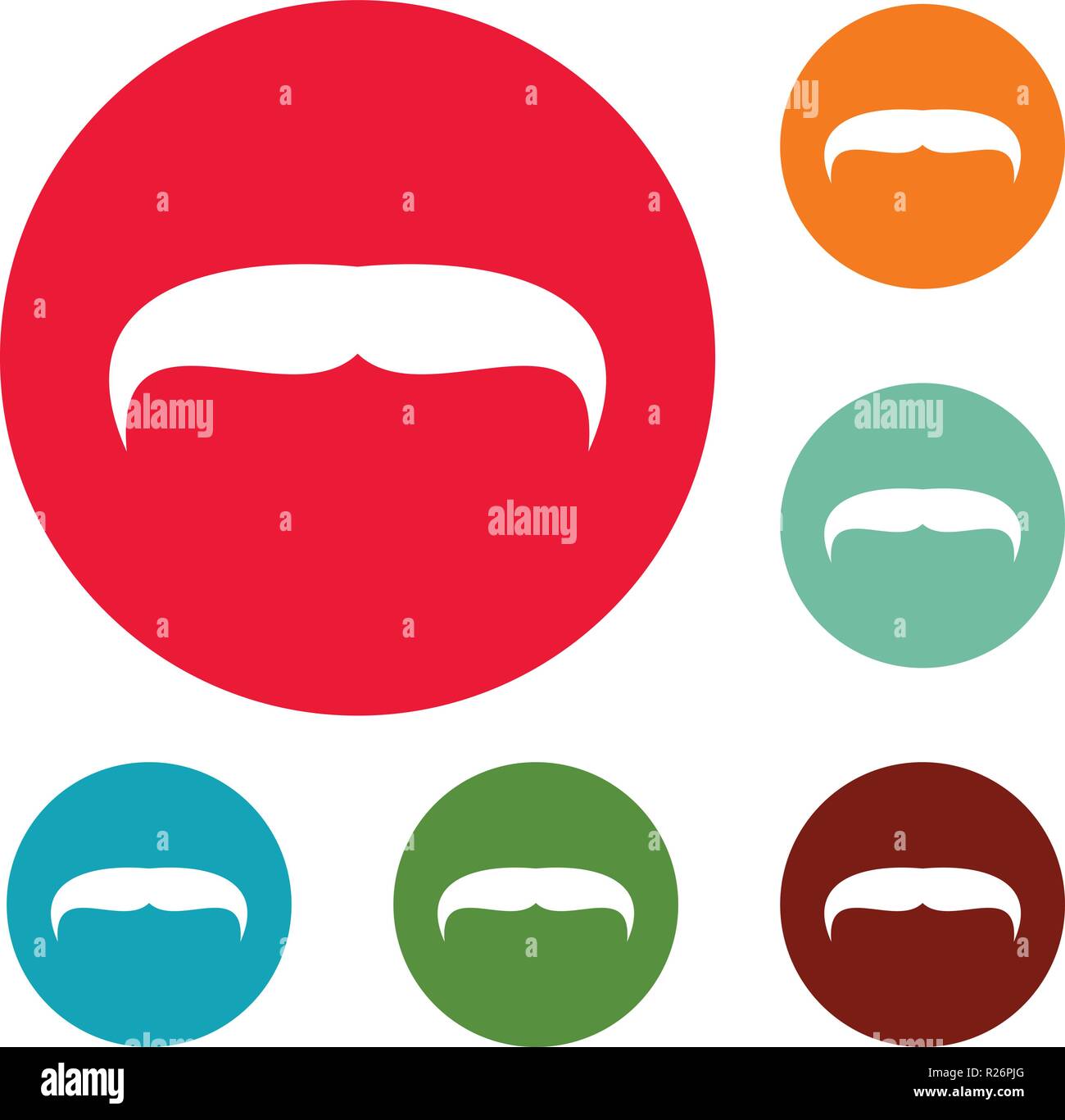 Villainous mustache icons circle set vector isolated on white ...