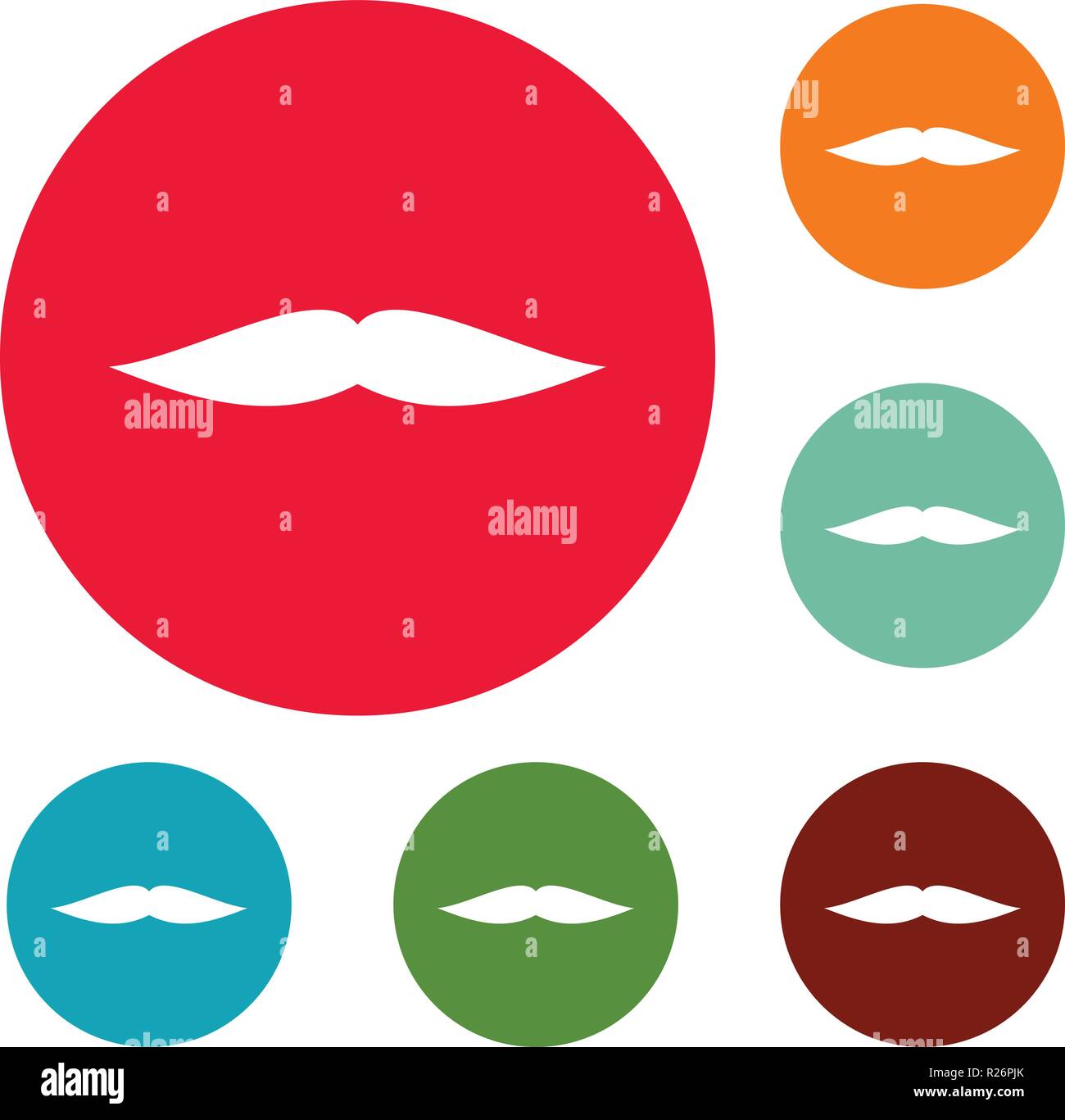 Flat mustache icons circle set vector isolated on white background ...