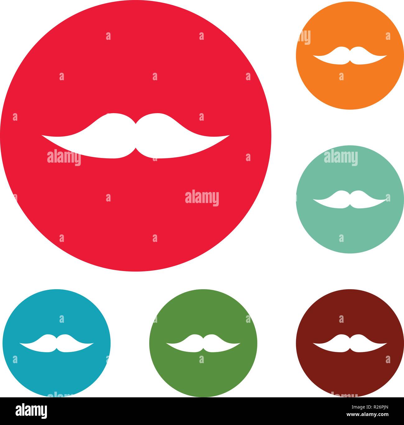 Movie whiskers icons circle set vector isolated on white background ...