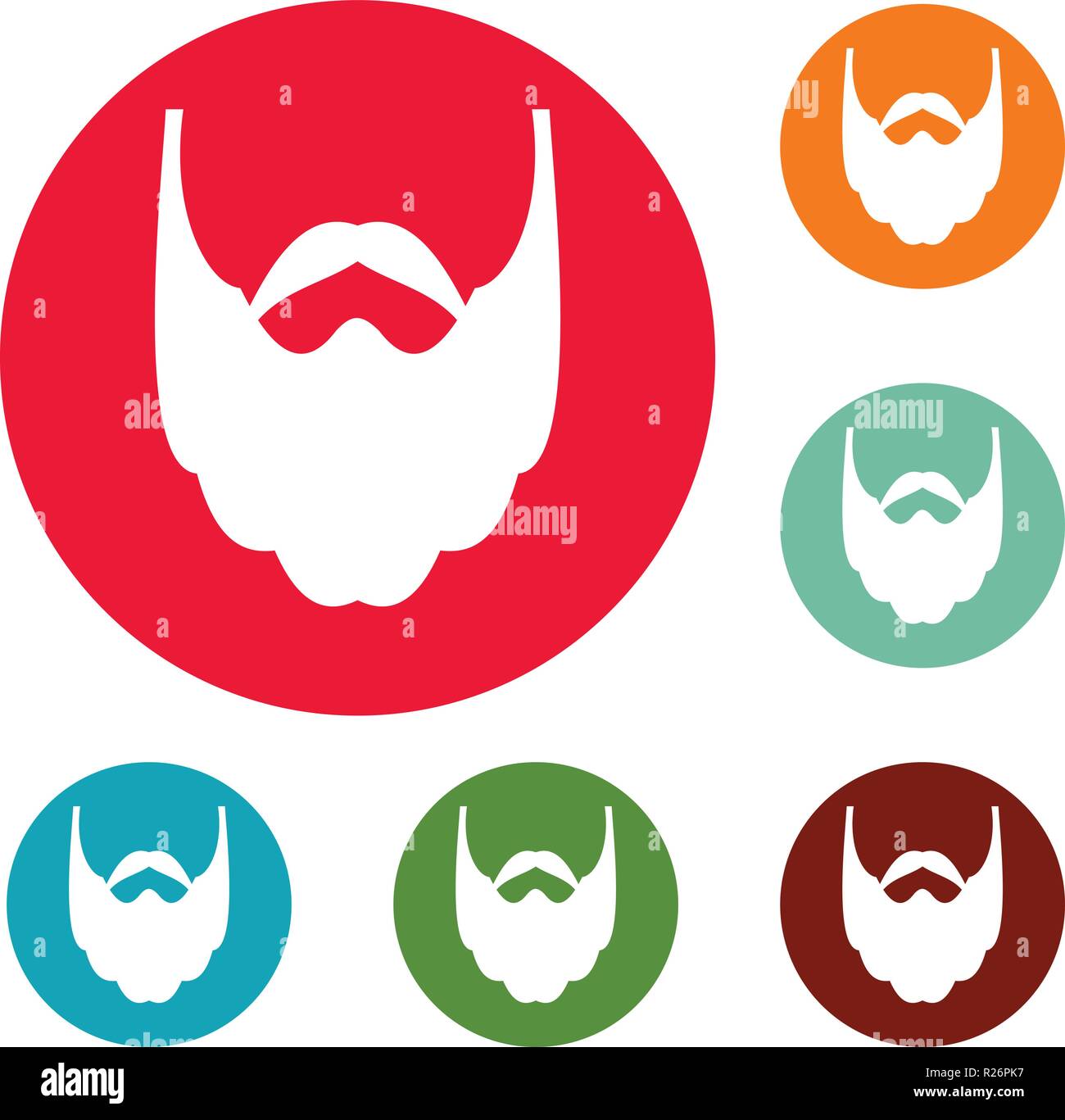 Long beard icons circle set vector isolated on white background Stock ...