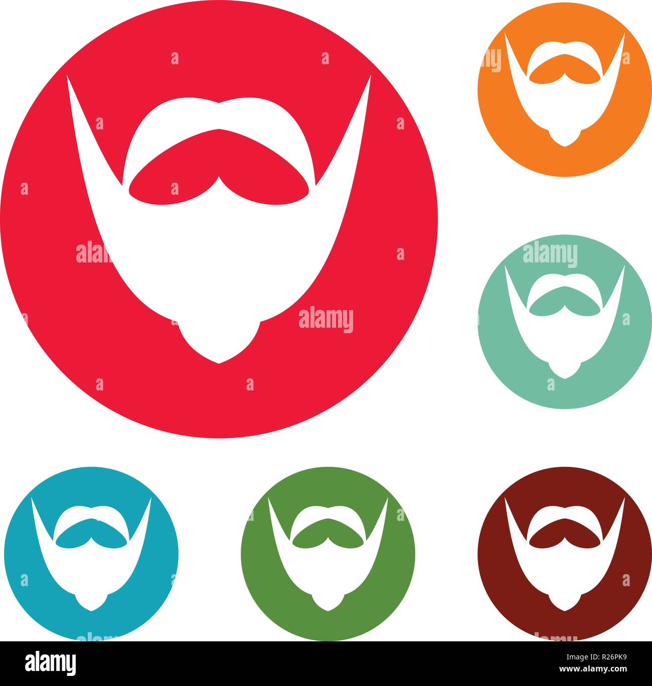 Big mustache and beard icons circle set vector isolated on white ...