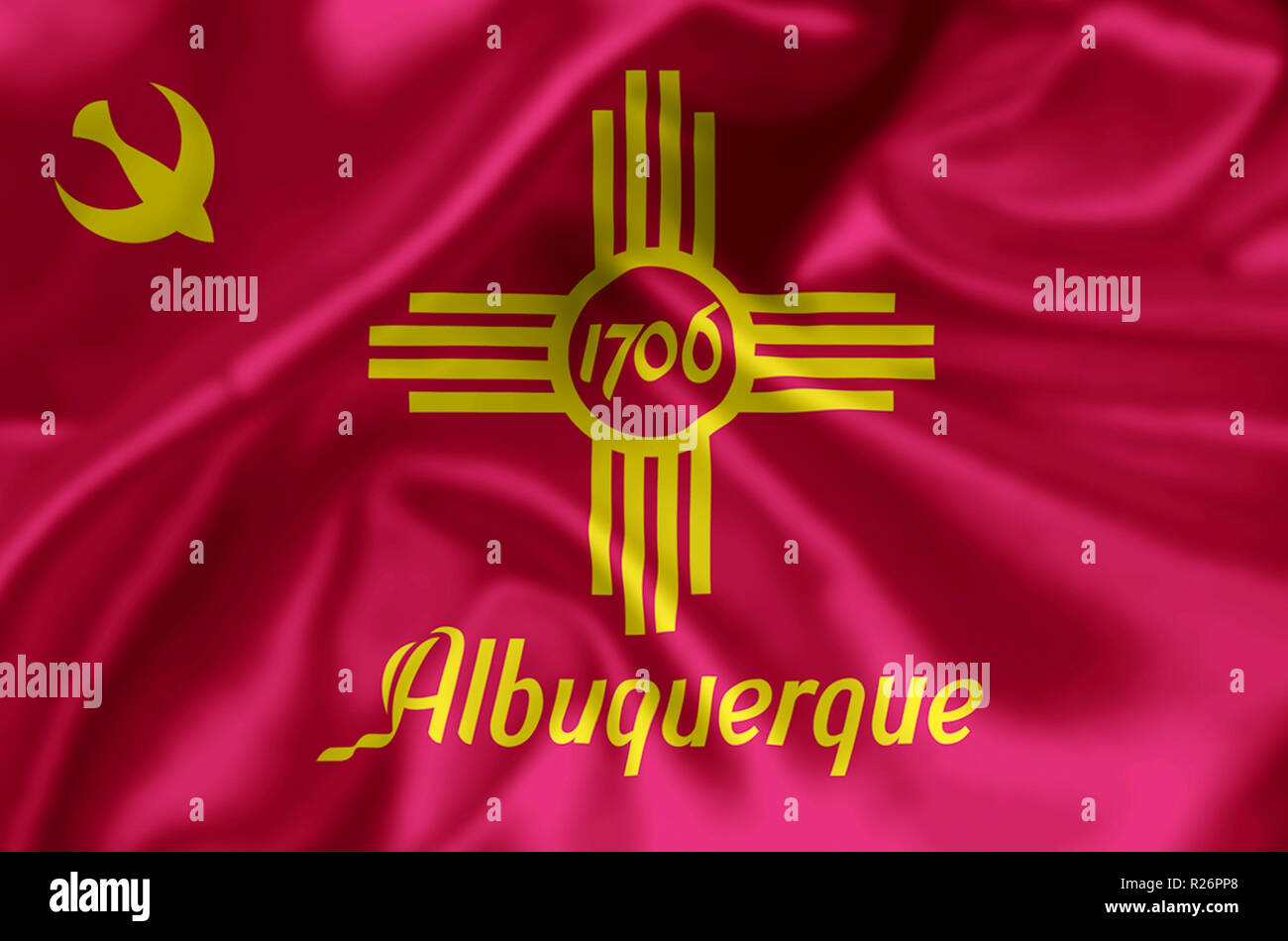 Albuquerque New Mexico waving and closeup flag illustration. Perfect ...